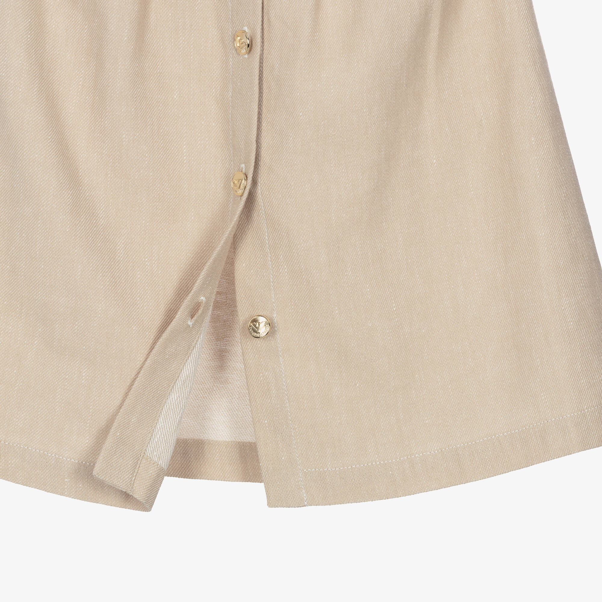 Emporio Armani - Girls Beige Dress with Sailor Collar & Branded Gold ...