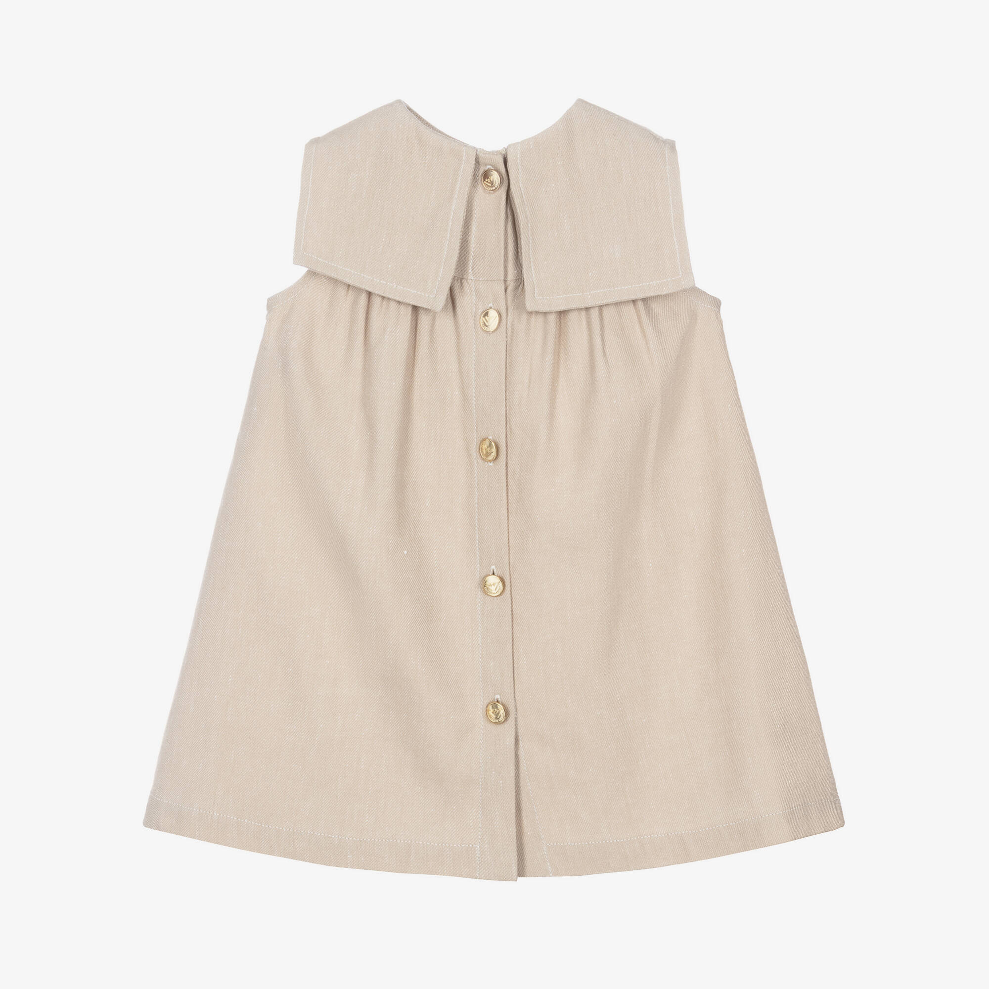 Emporio Armani - Girls Beige Dress with Sailor Collar & Branded Gold ...