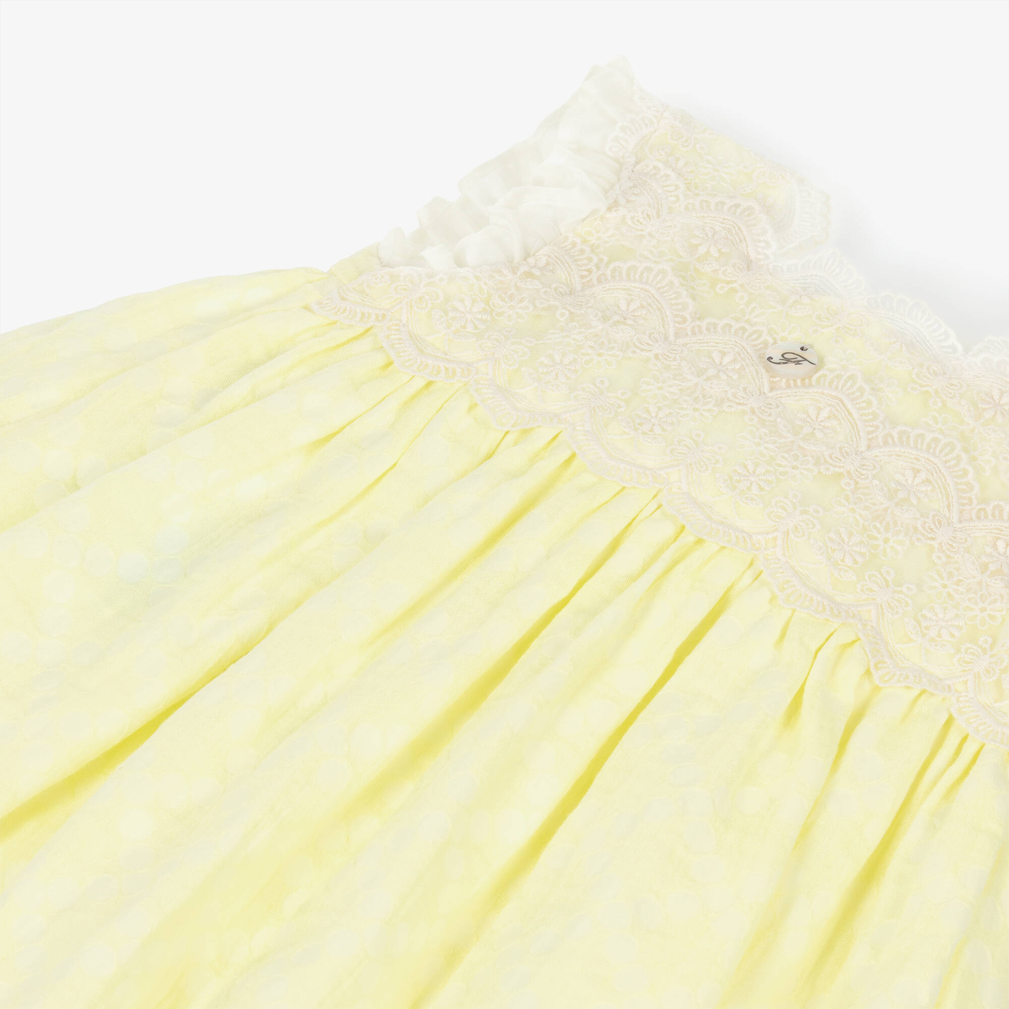 Foque - Baby Girls Lace Trimmed Pastel Yellow Dress | Childrensalon