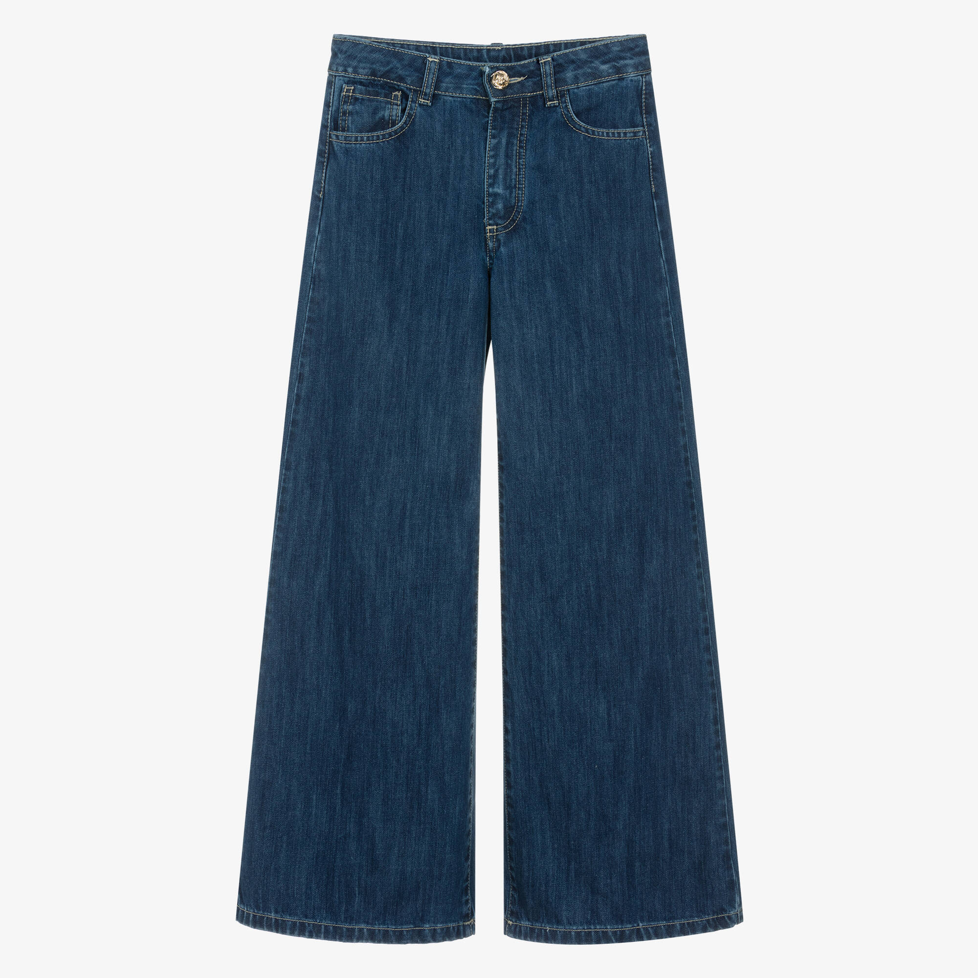Fun & Fun - Girls Dark Blue Wide-Leg Denim Jeans | Childrensalon
