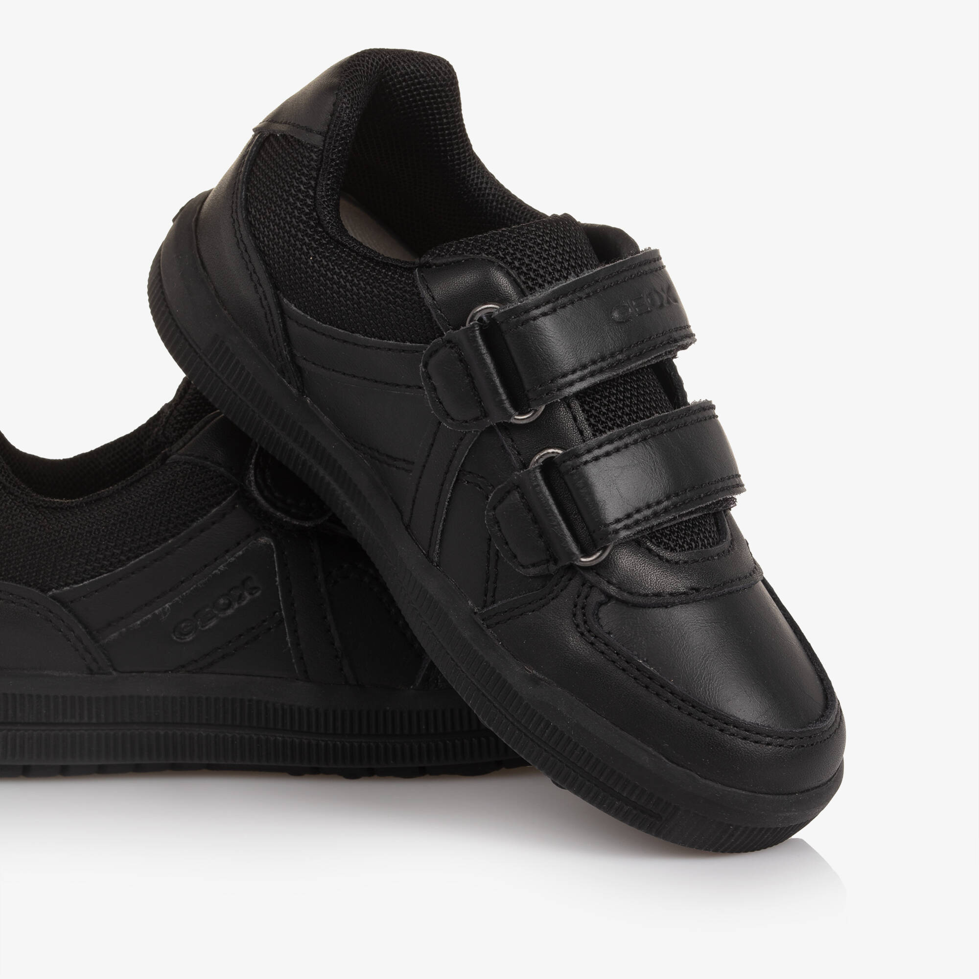 Geox - Boys Black Leather Respira Trainers | Childrensalon