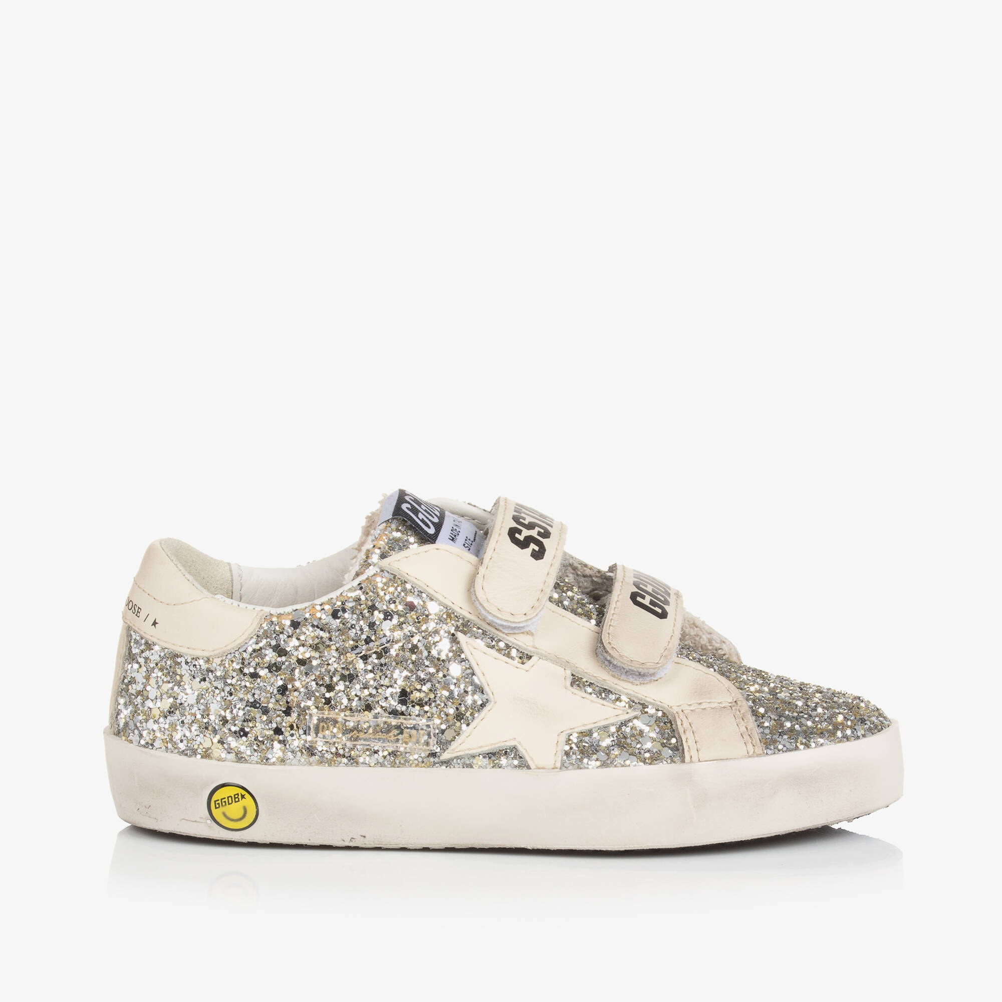 Golden Goose - Girls Silver Glitter Old School Velcro Trainers ...