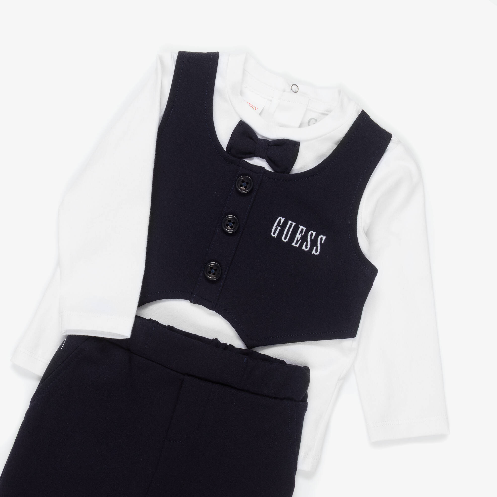 Guess - Baby Boys Navy Blue Suit Look Jersey Trouser Set | Childrensalon