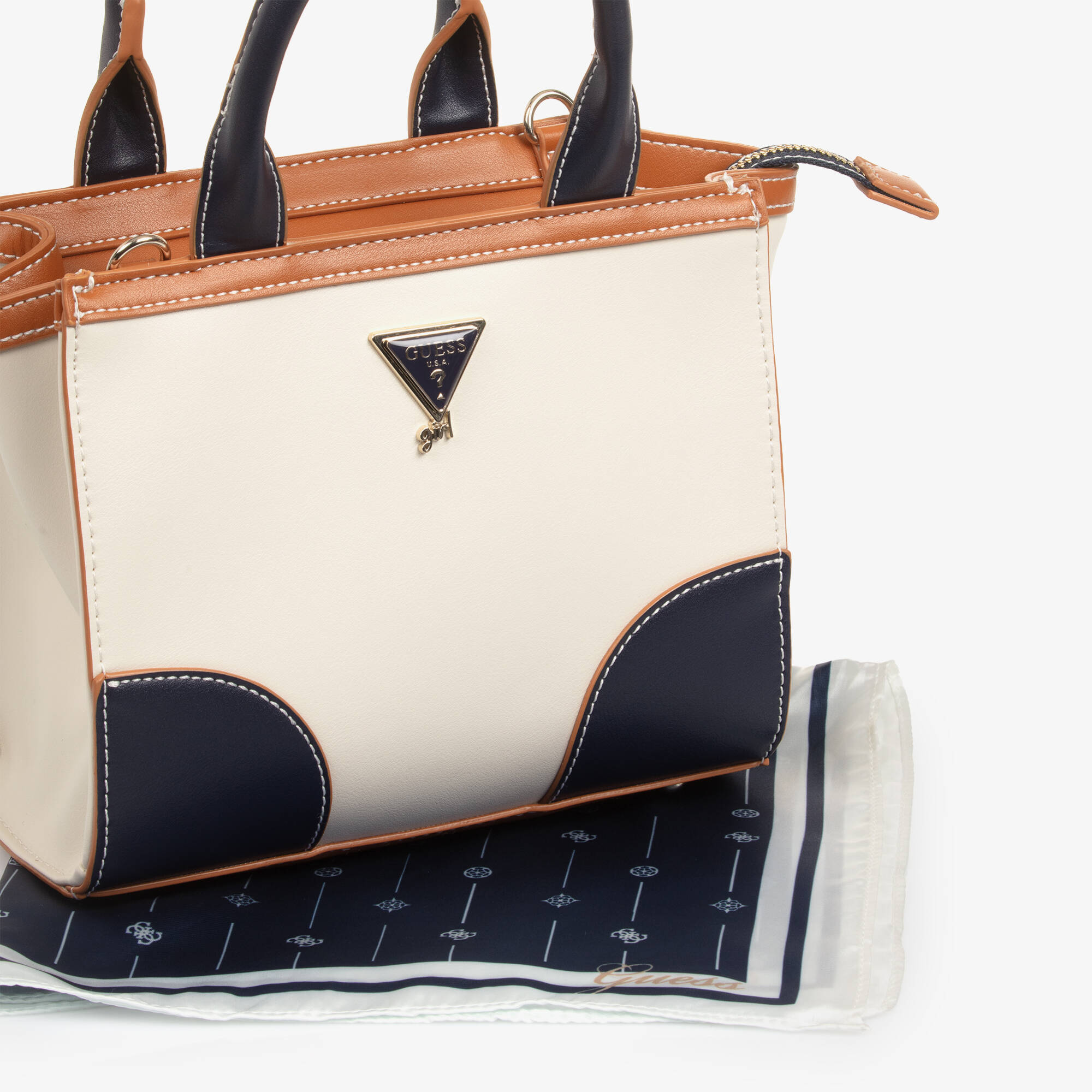 Guess - Girls Ivory Faux Leather Bag with Scarf (29cm) | Childrensalon