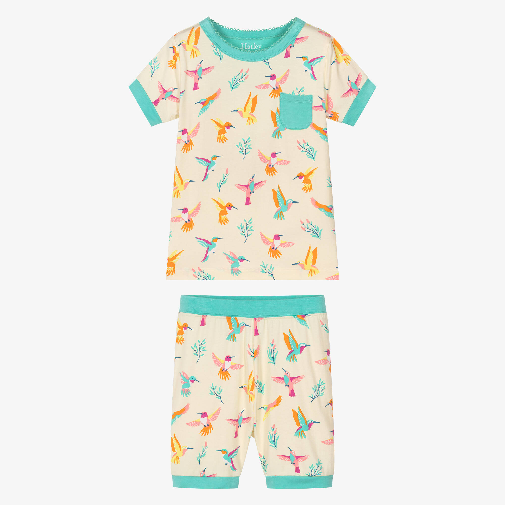 Hatley - Girls Pastel Yellow Bamboo Jersey Hummingbird Print Pyjamas ...