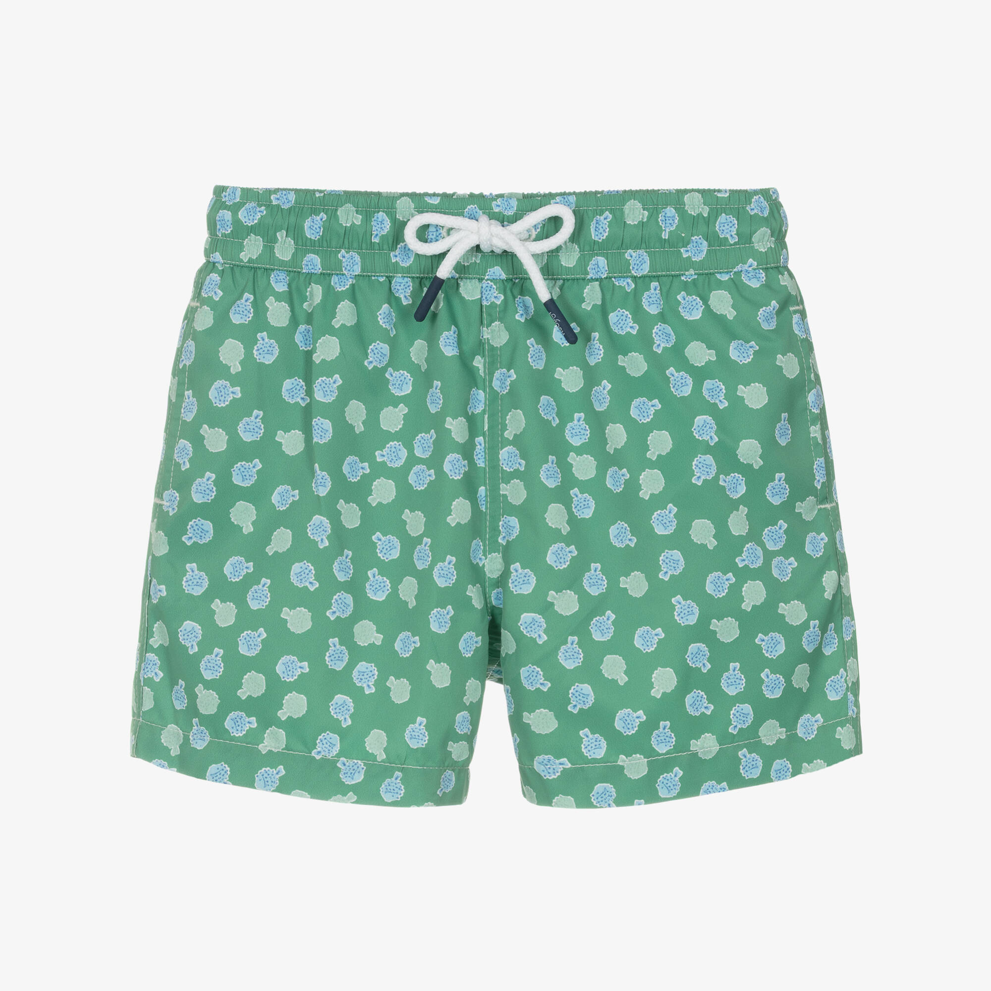 J&Josh - Boys Green Swim Shorts with Pufferfish Print | Childrensalon