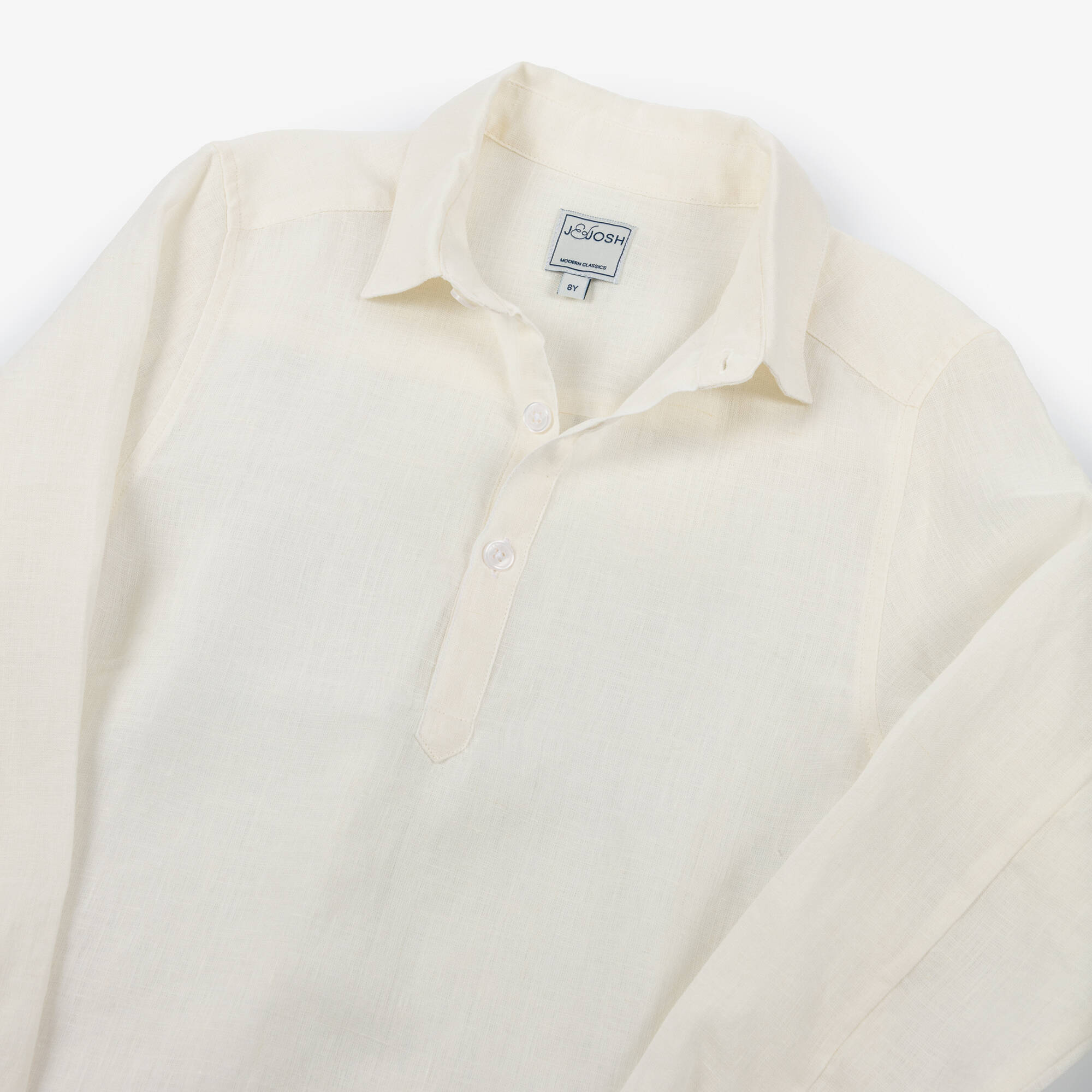 J&Josh - Boys Ivory Pop-Over Linen Shirt | Childrensalon