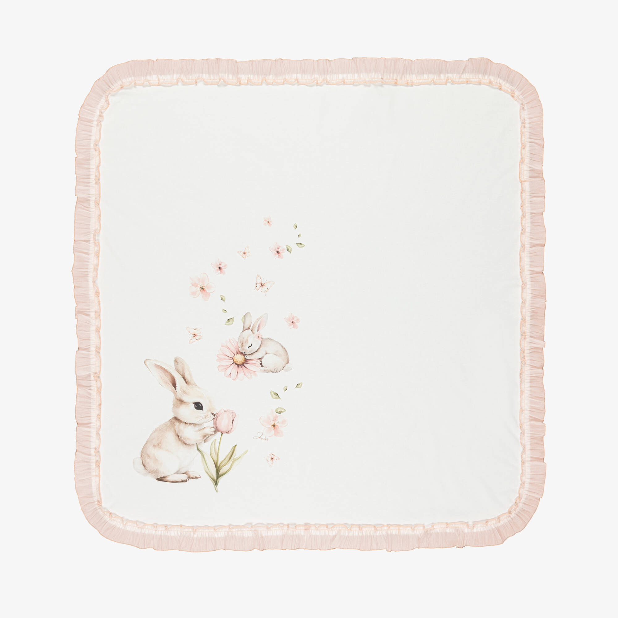 Jamiks - Baby Girls Ivory Bunny Rabbit & Ruffle Blanket (85cm ...