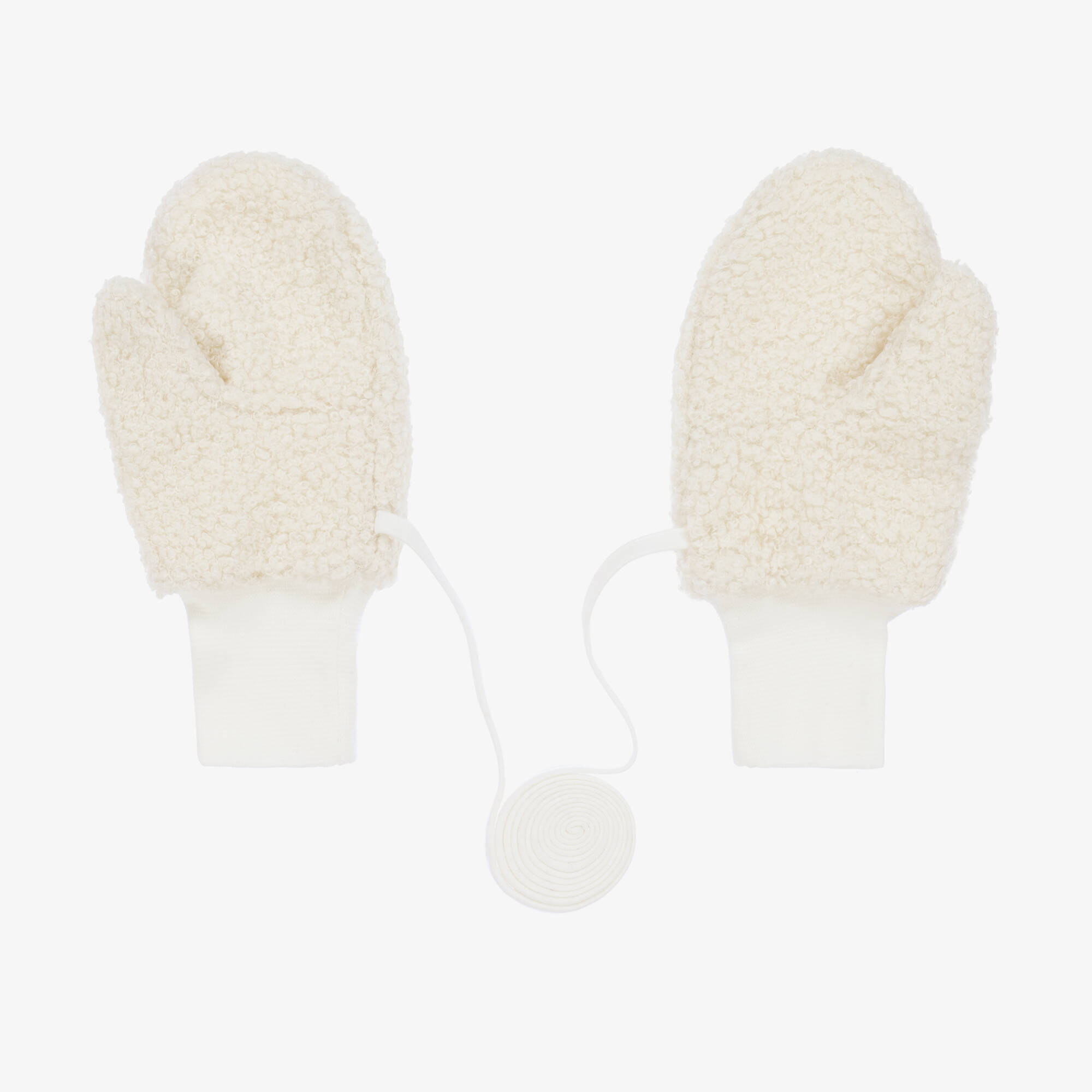 Jamiks - Ivory Bouclé Fleece Mittens | Childrensalon