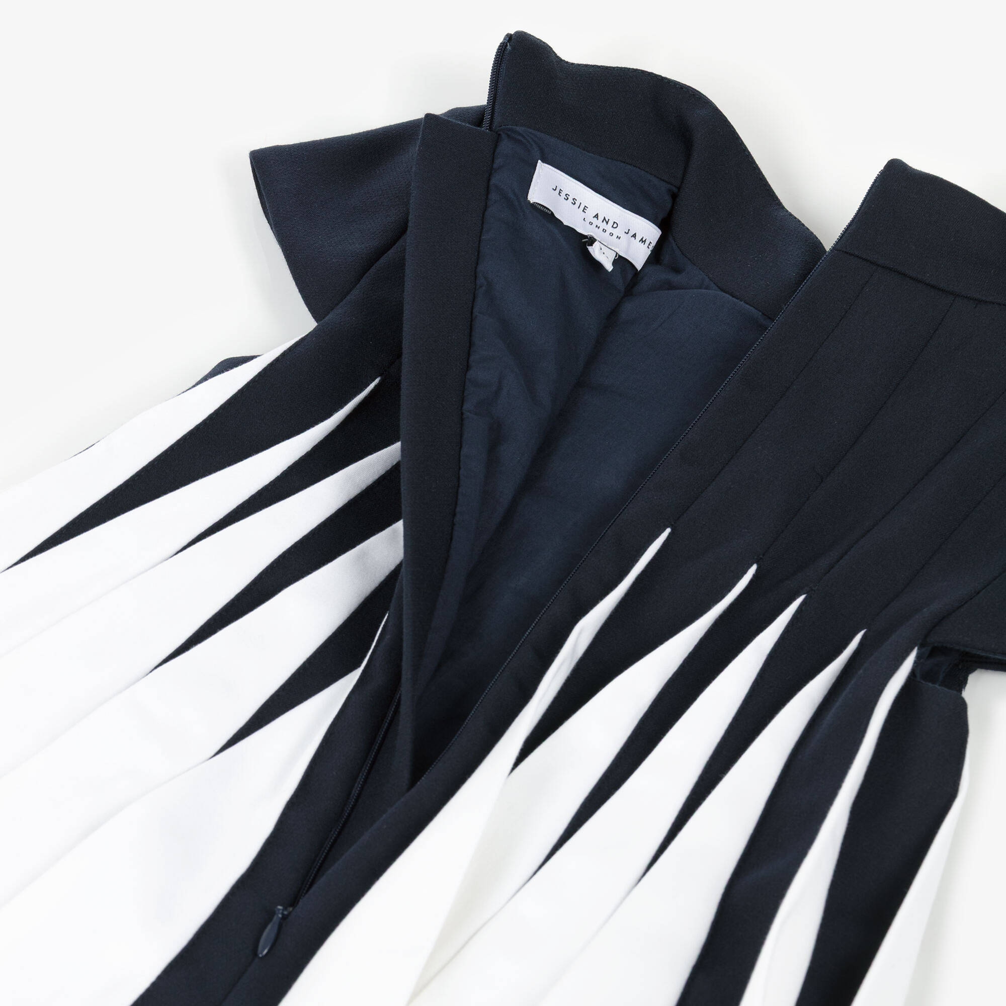 Jessie and James London - Girls Navy Blue & White Accordion Pleat Dress ...