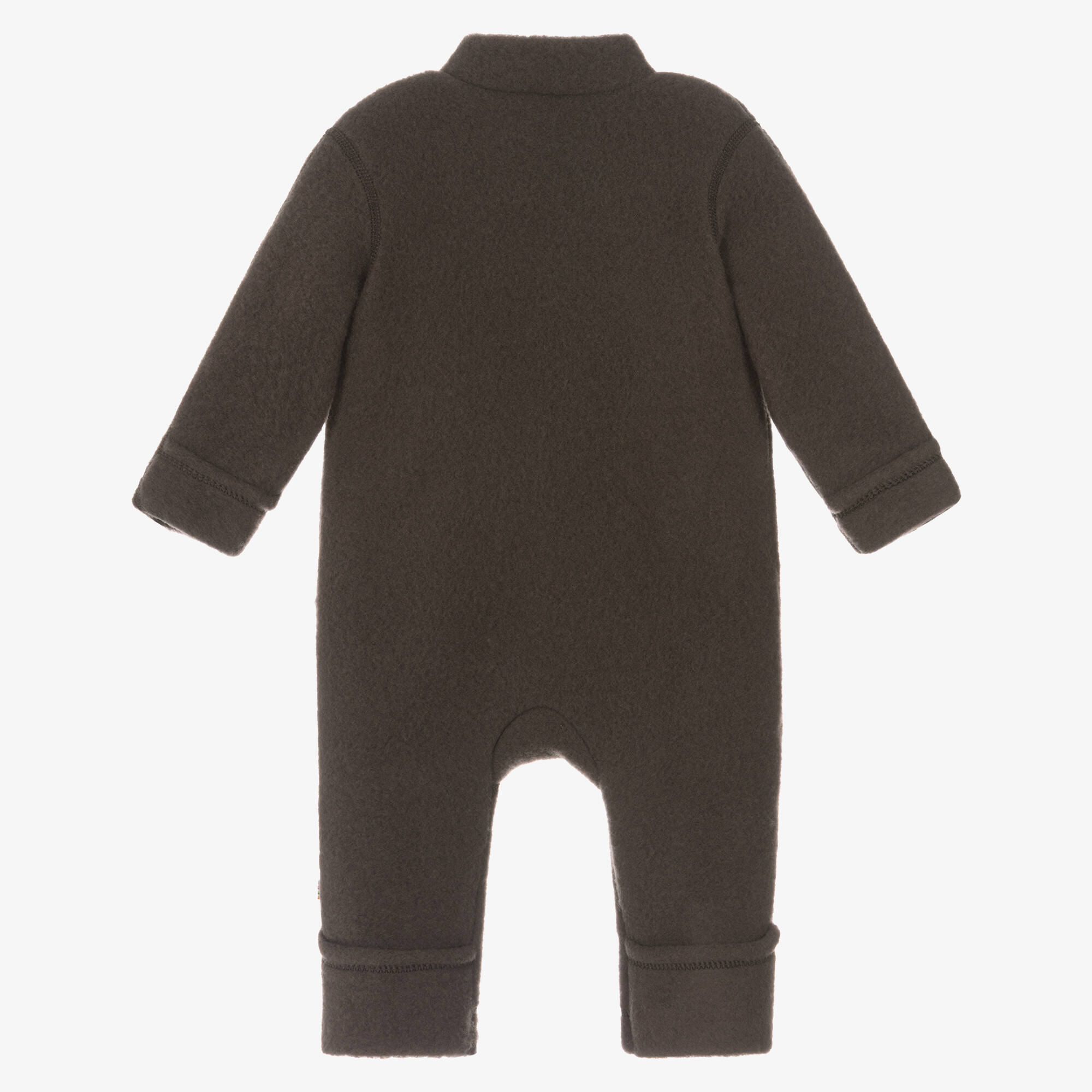 Joha - Brown Merino Wool Fleece Double-Zip Romper | Childrensalon