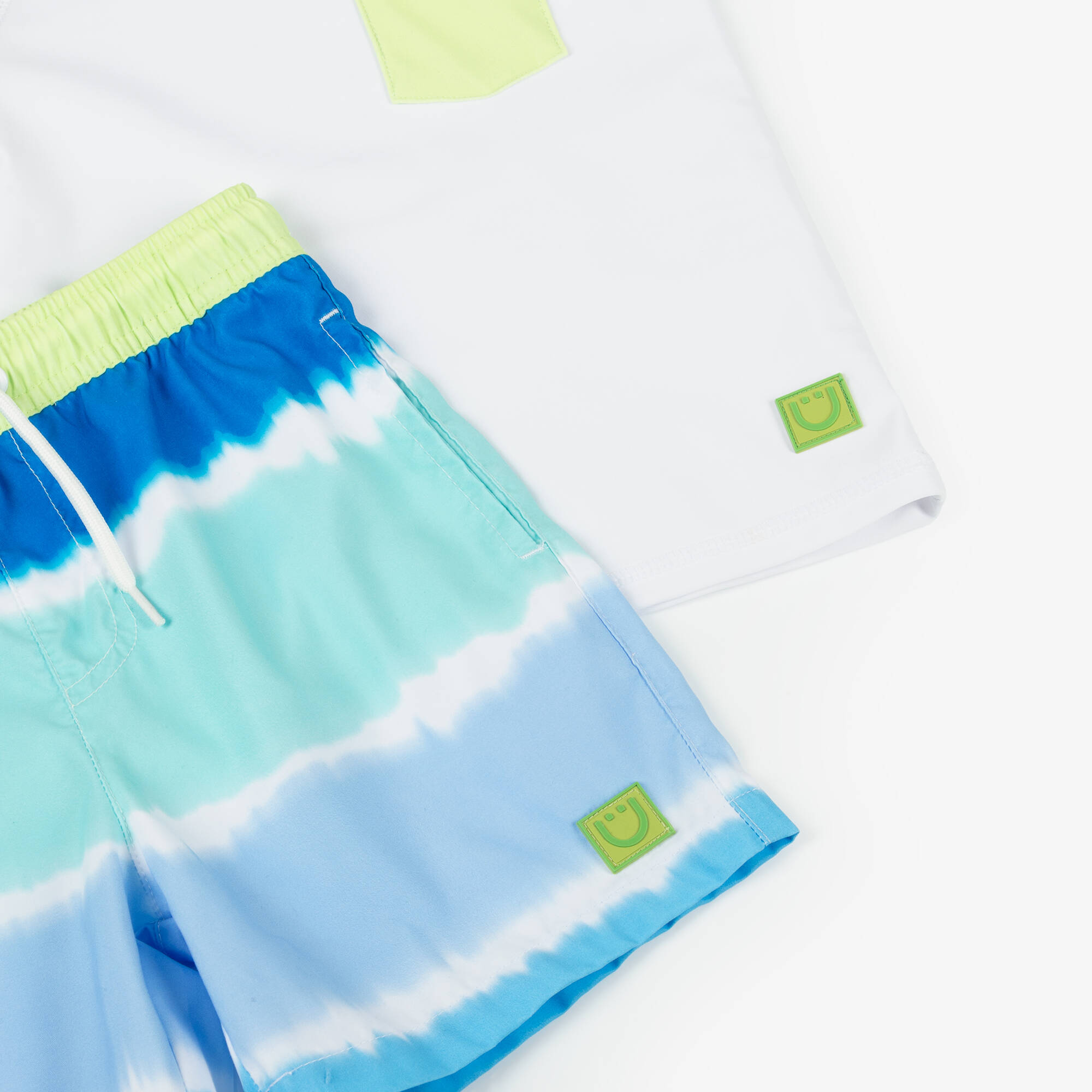 Joyday - Boys White & Blue Colour Block Swim Top & Shorts Set ...