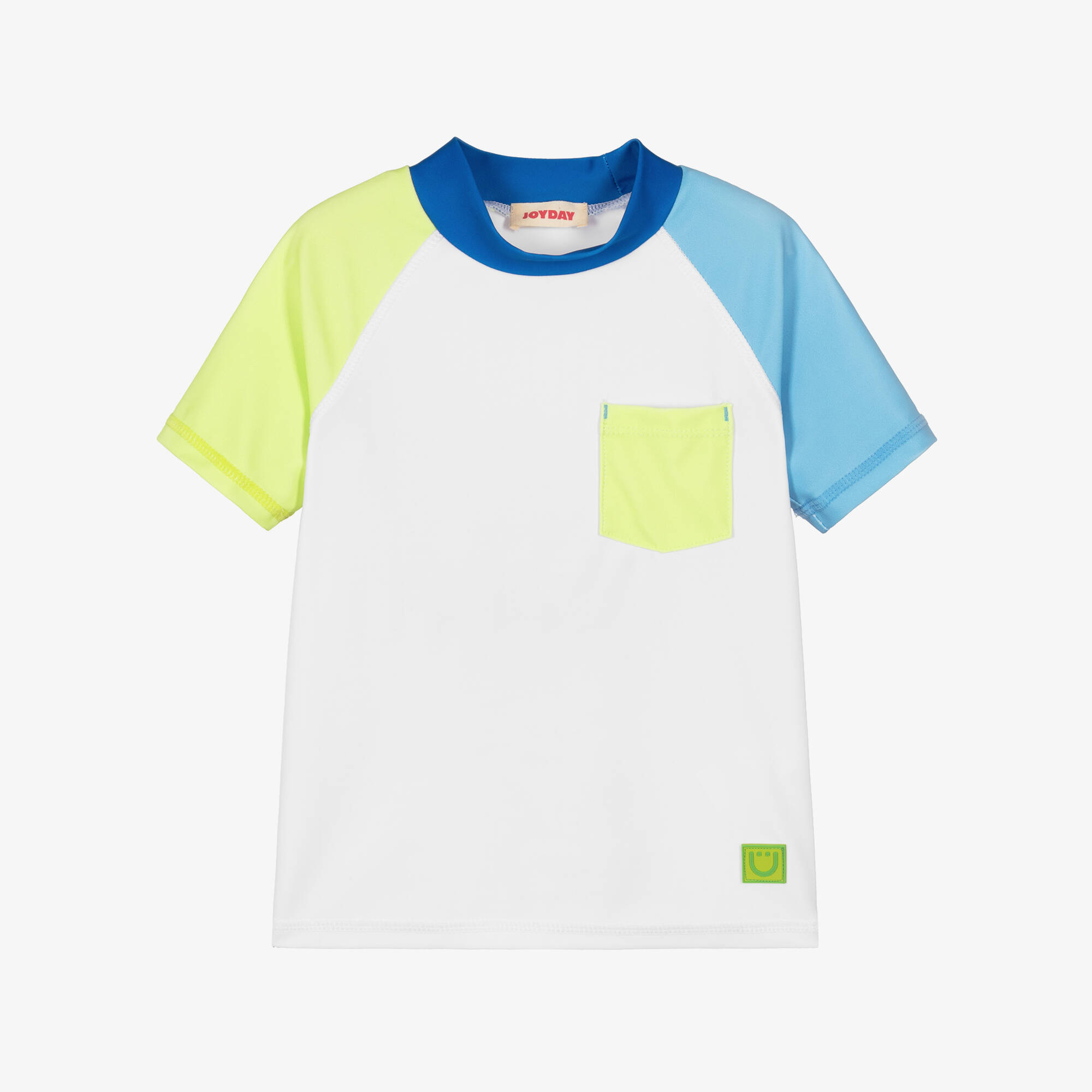 Joyday - Boys White & Blue Colour Block Swim Top (UPF50+) | Childrensalon