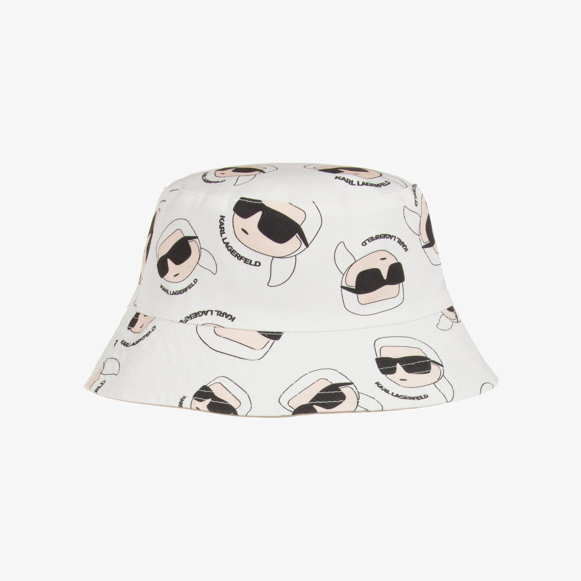 KARL LAGERFELD KIDS - Boys Beige Reversible Bucket Hat with Karl Logos ...