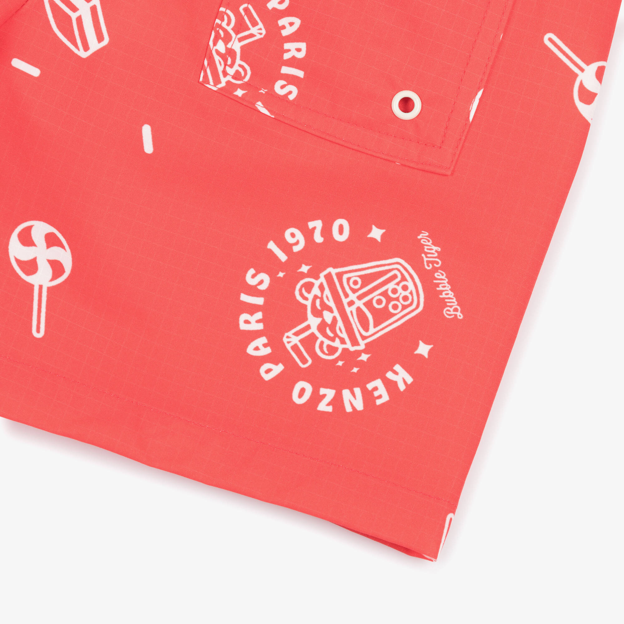 KENZO KIDS - Boys Red Swim Shorts with Panda Ice Cream Logos ...