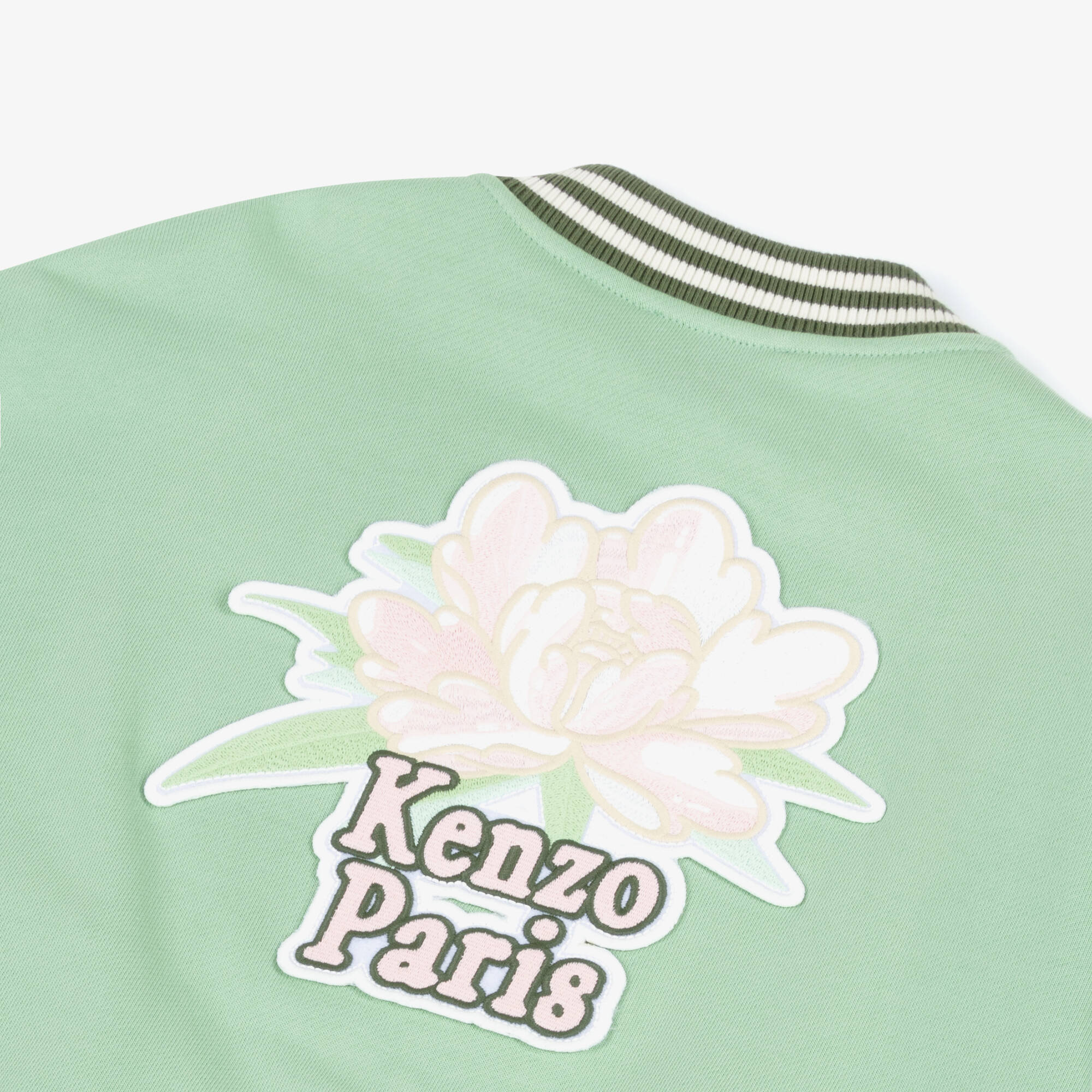 KENZO KIDS - Girls Green Cotton Jersey Varsity Jacket with Peony Logo ...