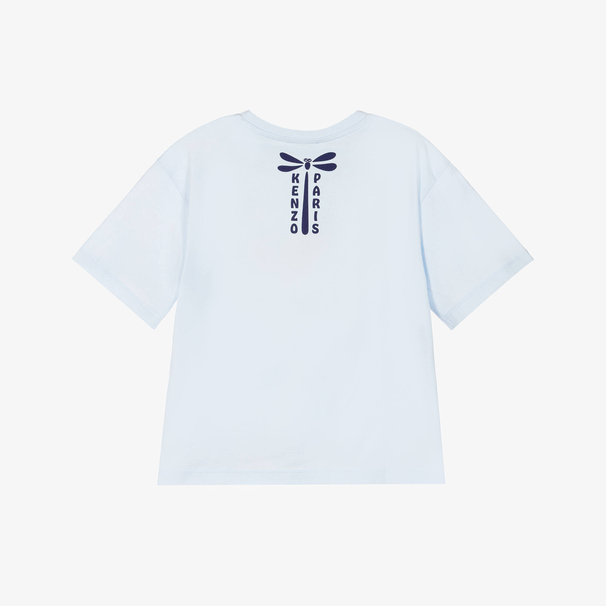 KENZO KIDS - Girls Pale Blue Cotton T-Shirt with Dragonfly Logo ...