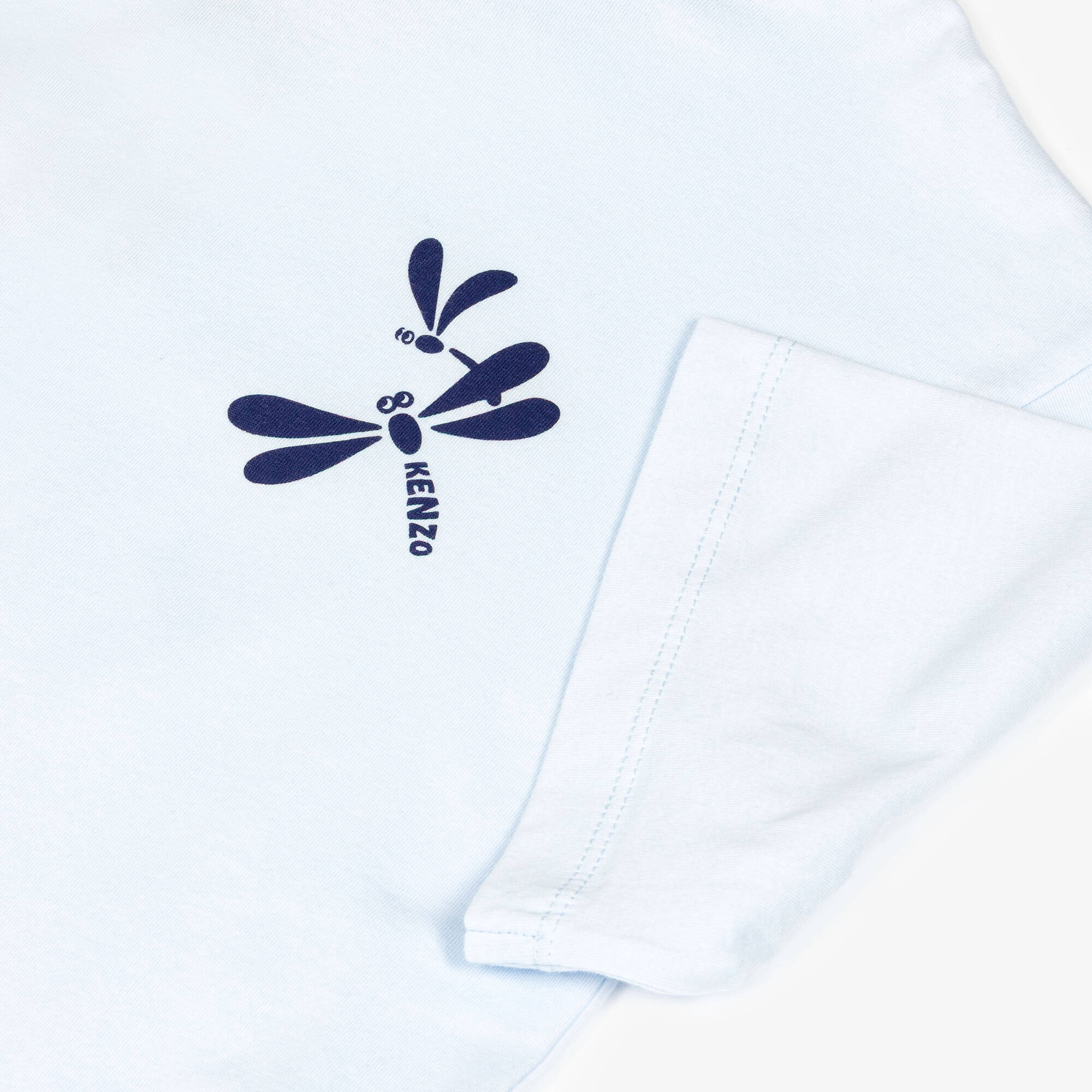KENZO KIDS - Girls Pale Blue Cotton T-Shirt with Dragonfly Logo ...