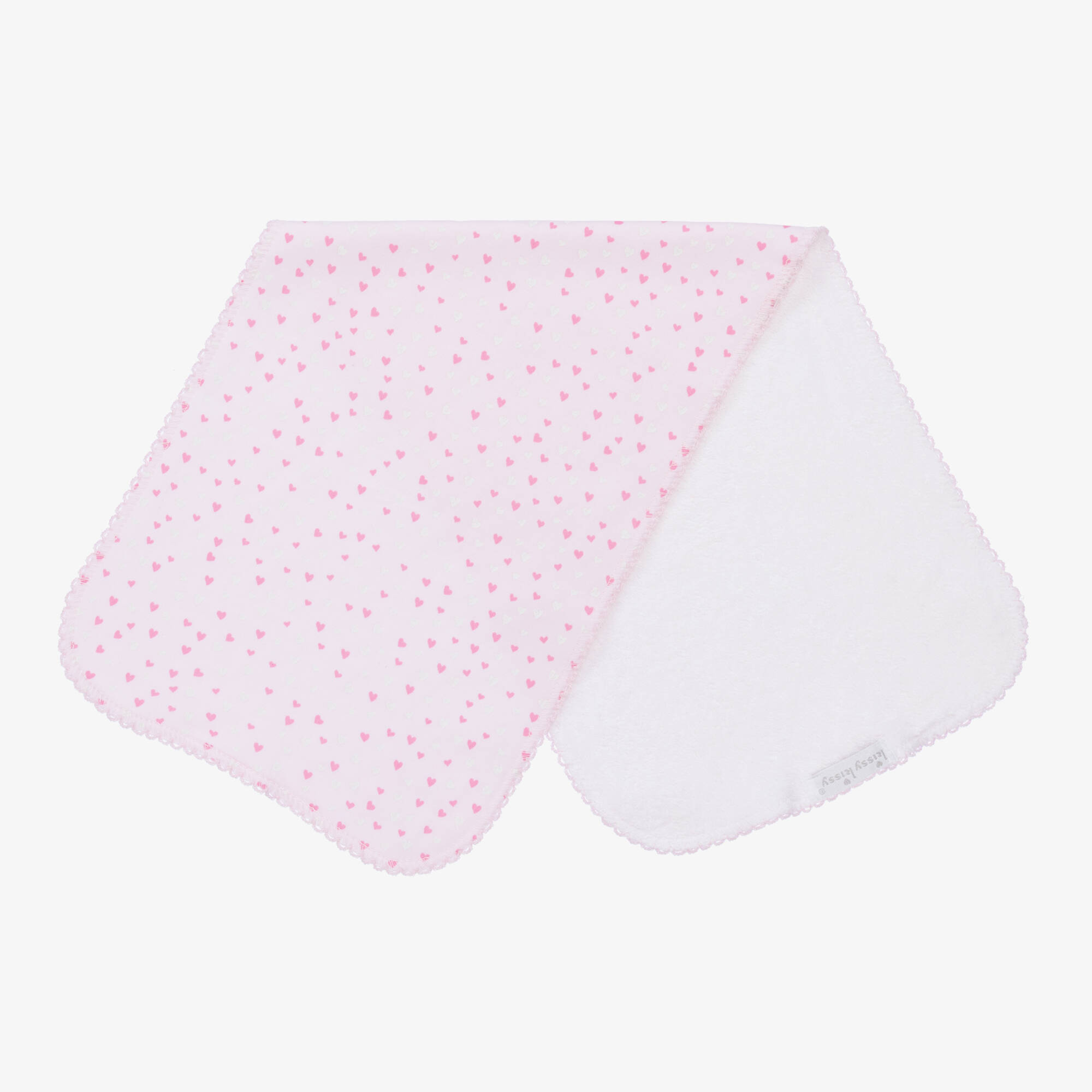 Kissy Kissy - Pink Pima Cotton Heart Print Burp Cloth (48cm ...