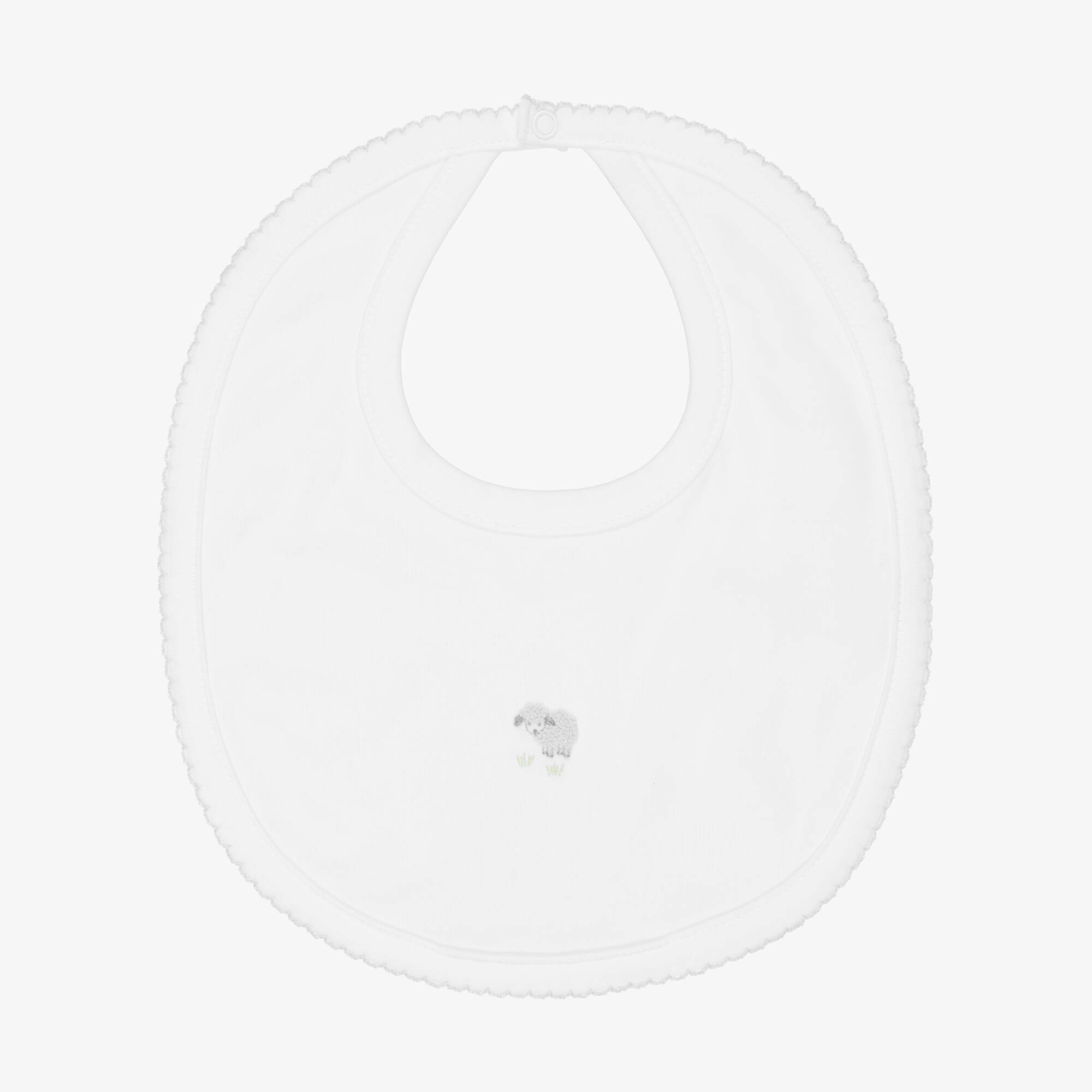 Kissy Kissy - Whie Pima Cotton Baby Bib with Hand-Embroidered Sweet ...