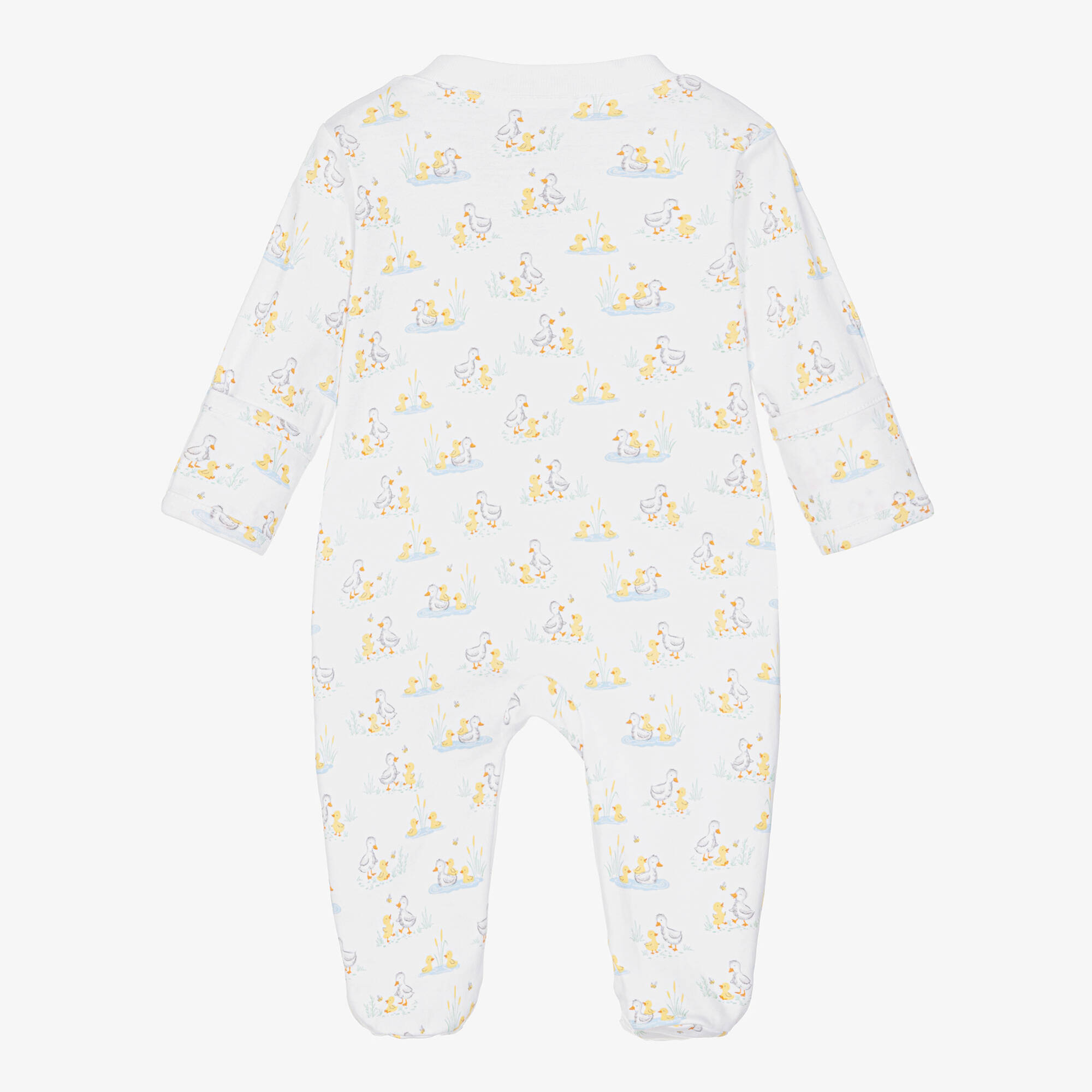 Kissy Kissy - White Pima Cotton Duck Pond Paddles Babygrow | Childrensalon