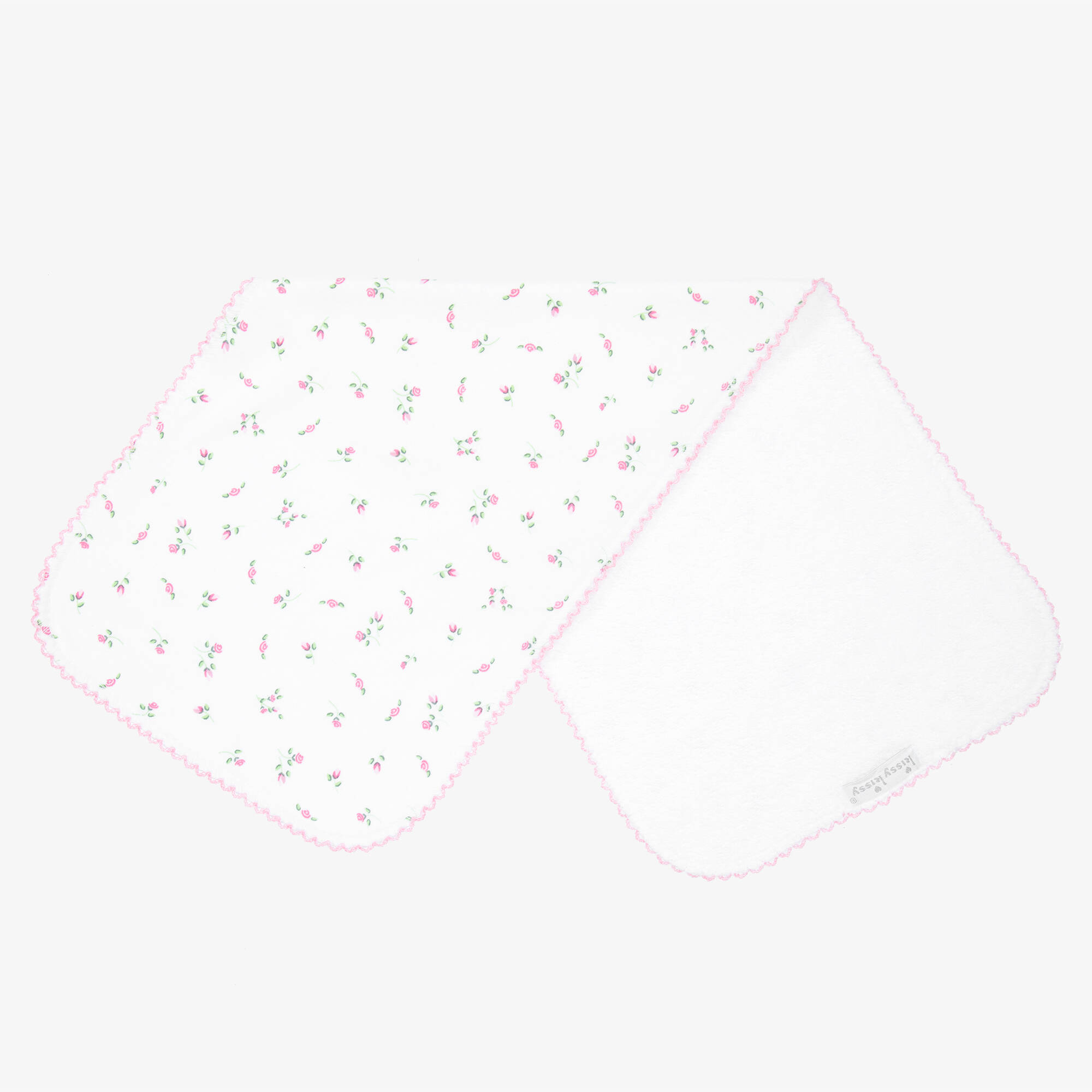Kissy Kissy - White Pima Cotton Floral Print Burp Cloth (48cm ...