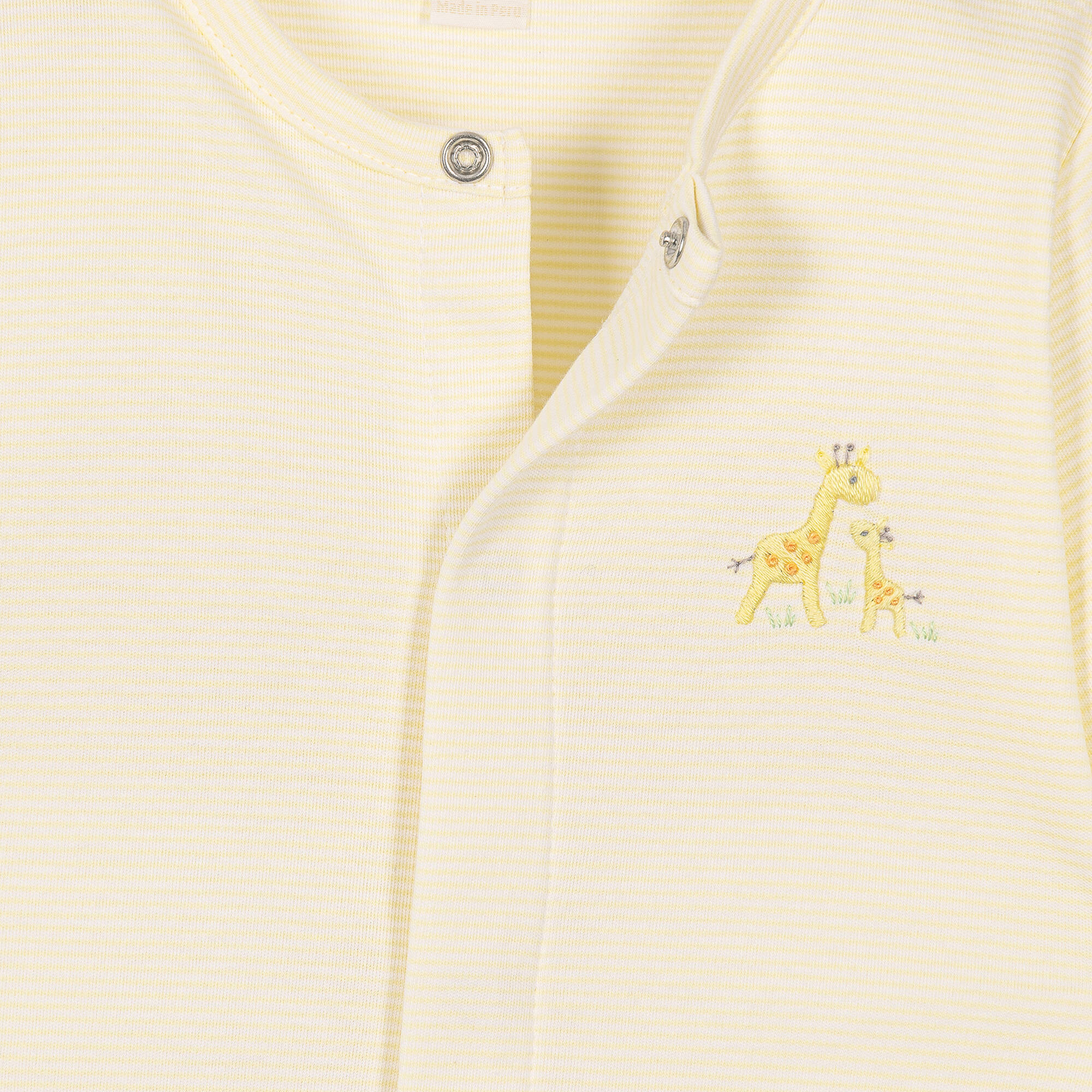 Kissy Kissy - Yellow Giraffe Love Pima Cotton Babygrow | Childrensalon