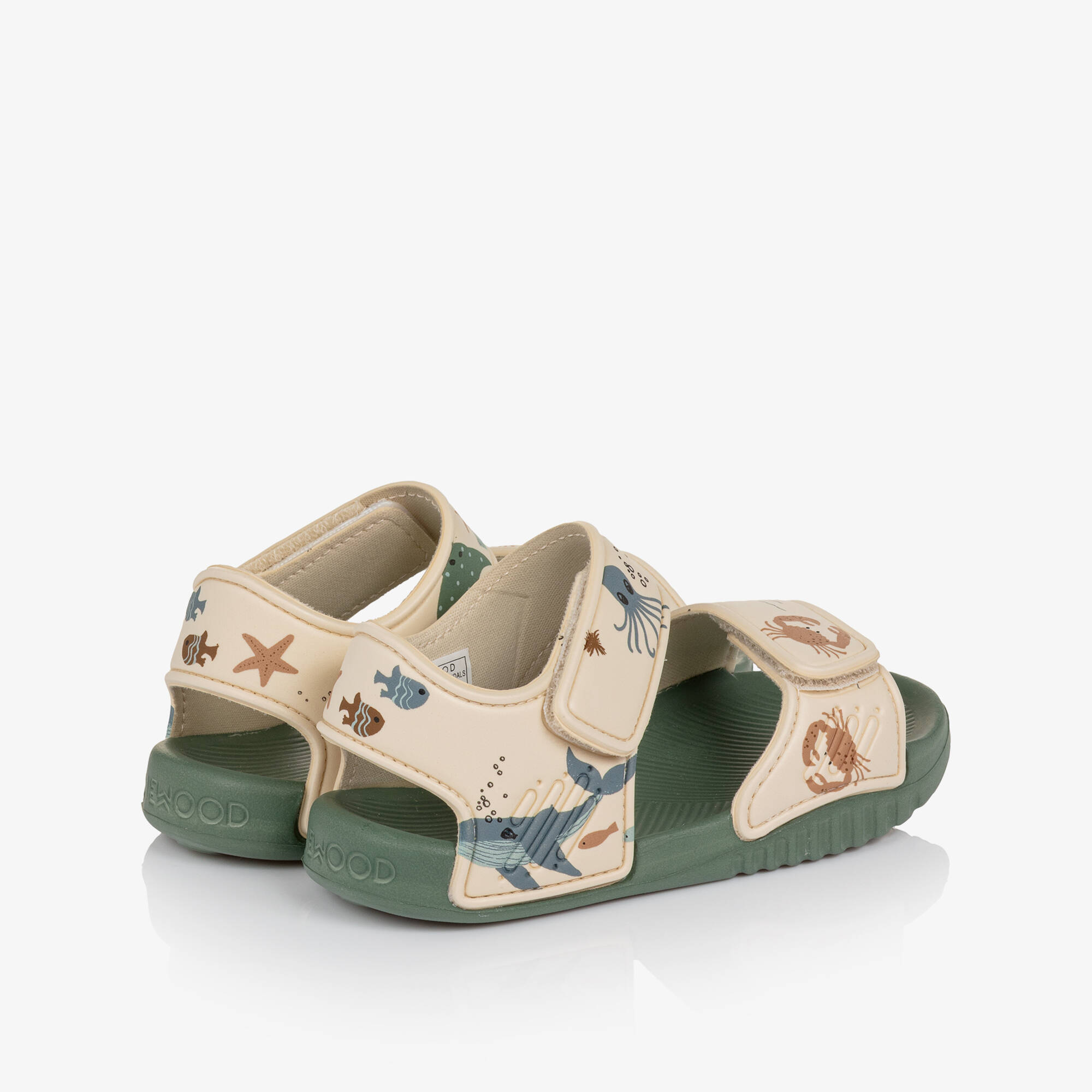 Liewood - Beige & Green Sandals with Sea Creature Print | Childrensalon