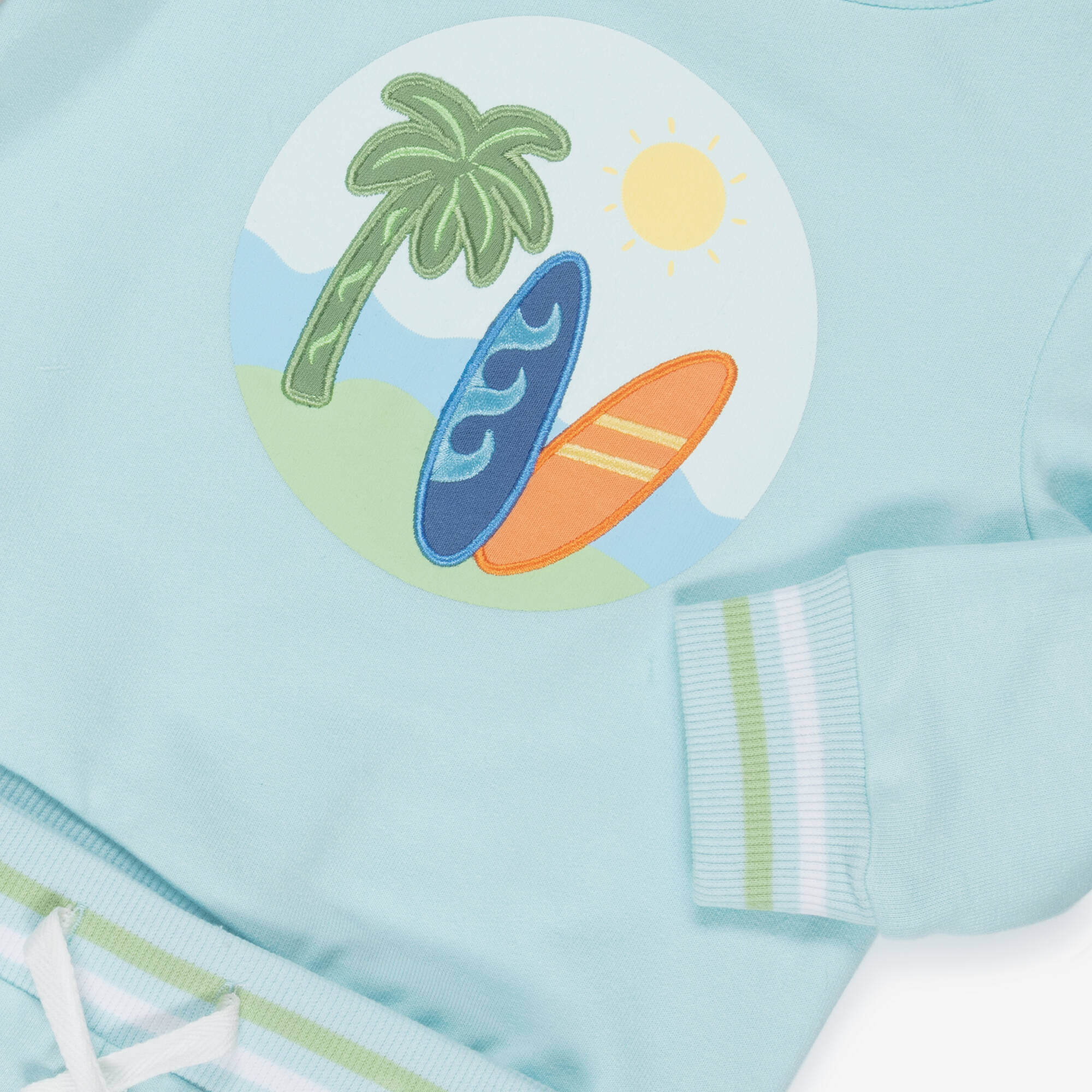 Little Me - Baby Boys Pale Blue Cotton Surfboard Shorts Set | Childrensalon
