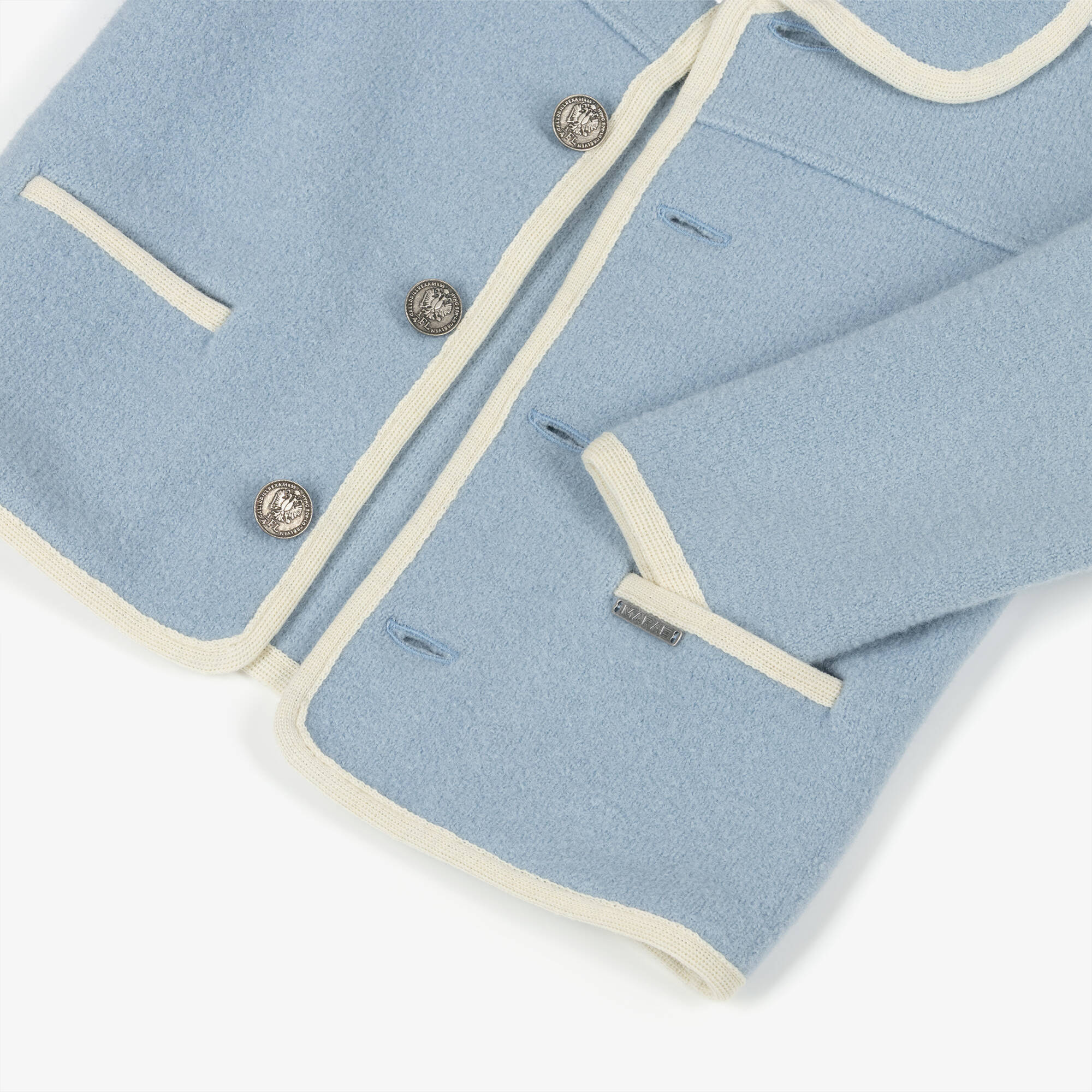 Marae Kids - Boys Sky Blue Merino Wool Jacket with Ivory Trim ...