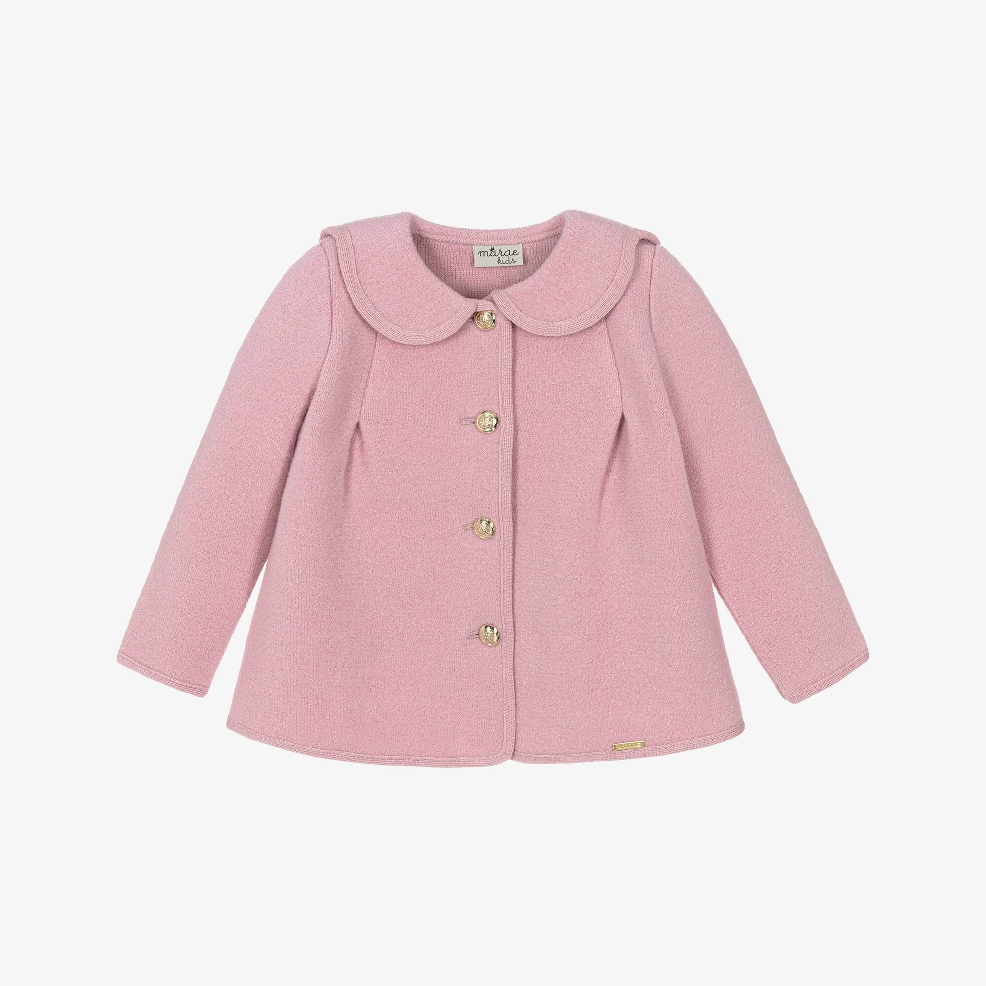Marae Kids - Girls Pink Merino Wool Jacket with Gold Crest Buttons ...