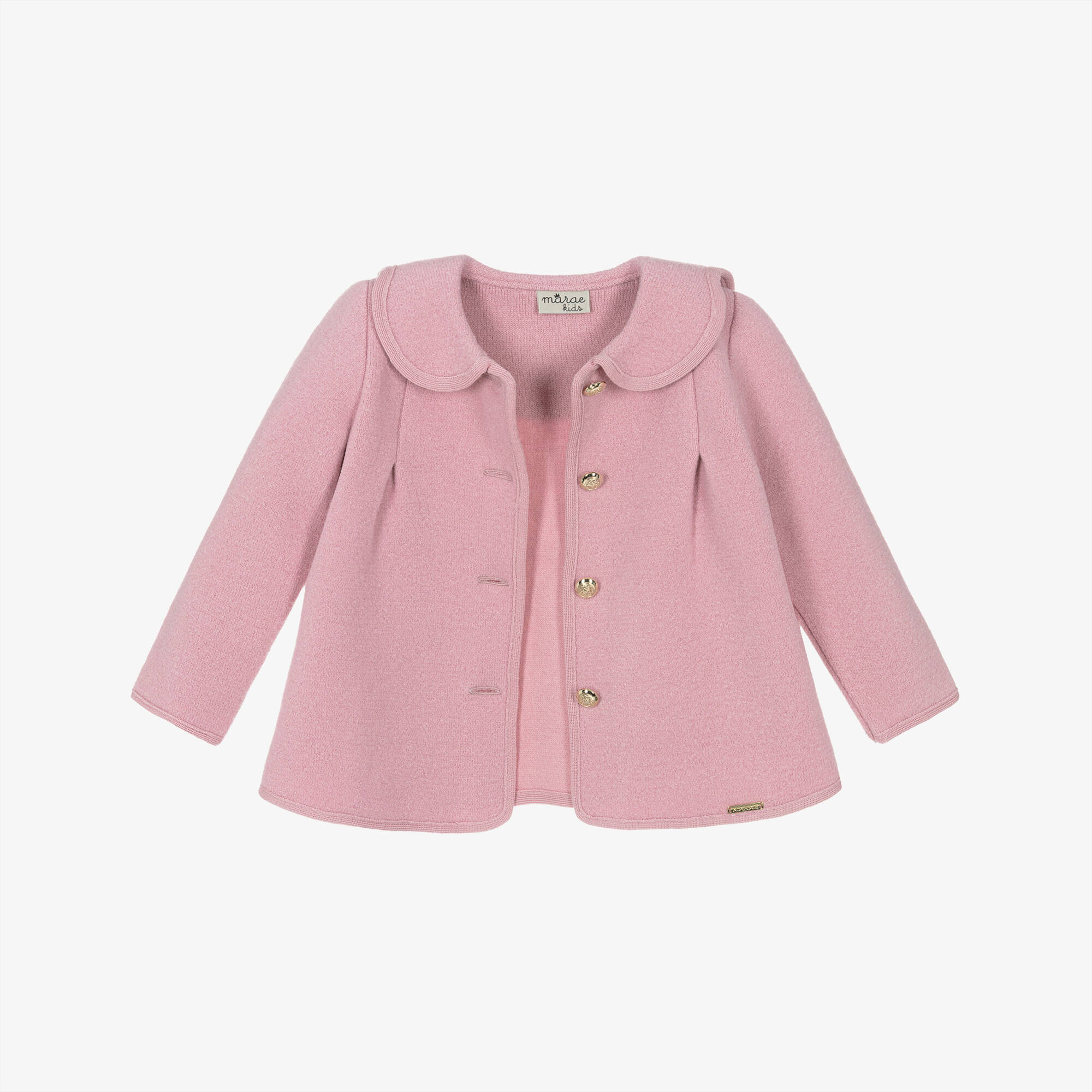 Marae Kids - Girls Pink Merino Wool Jacket with Gold Crest Buttons ...