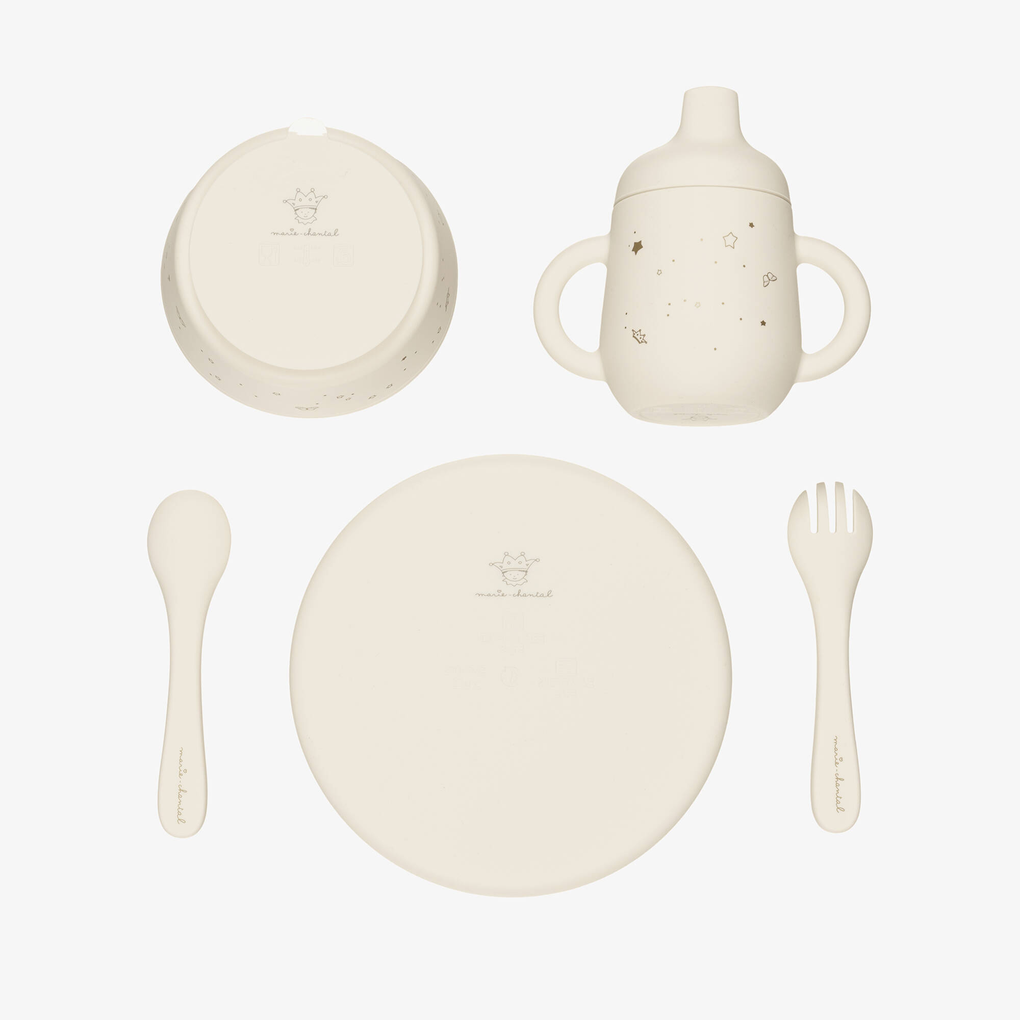 Marie-Chantal - Ivory Silicone Baby Tableware Set with Gold Stars ...