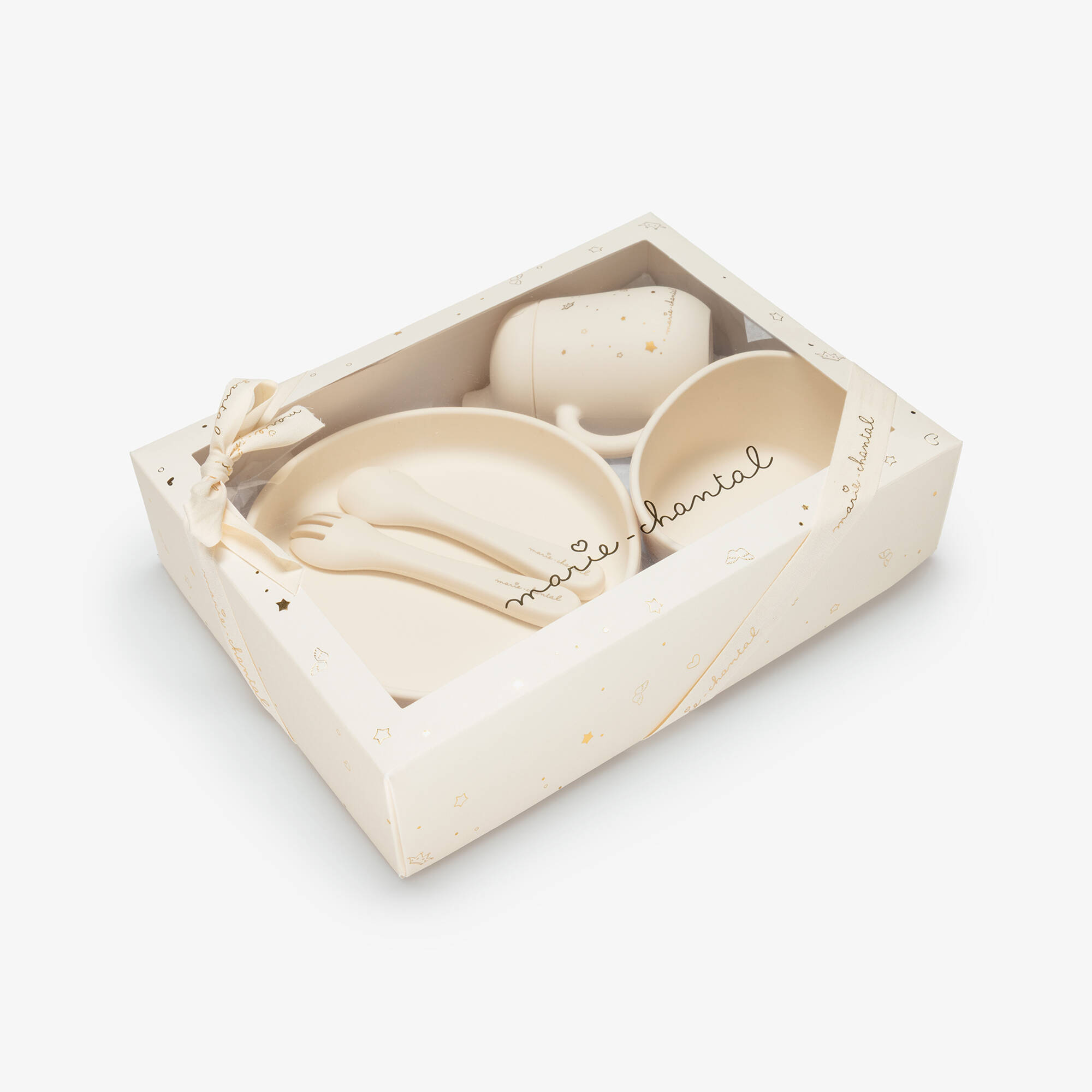 Marie-Chantal - Ivory Silicone Baby Tableware Set with Gold Stars ...