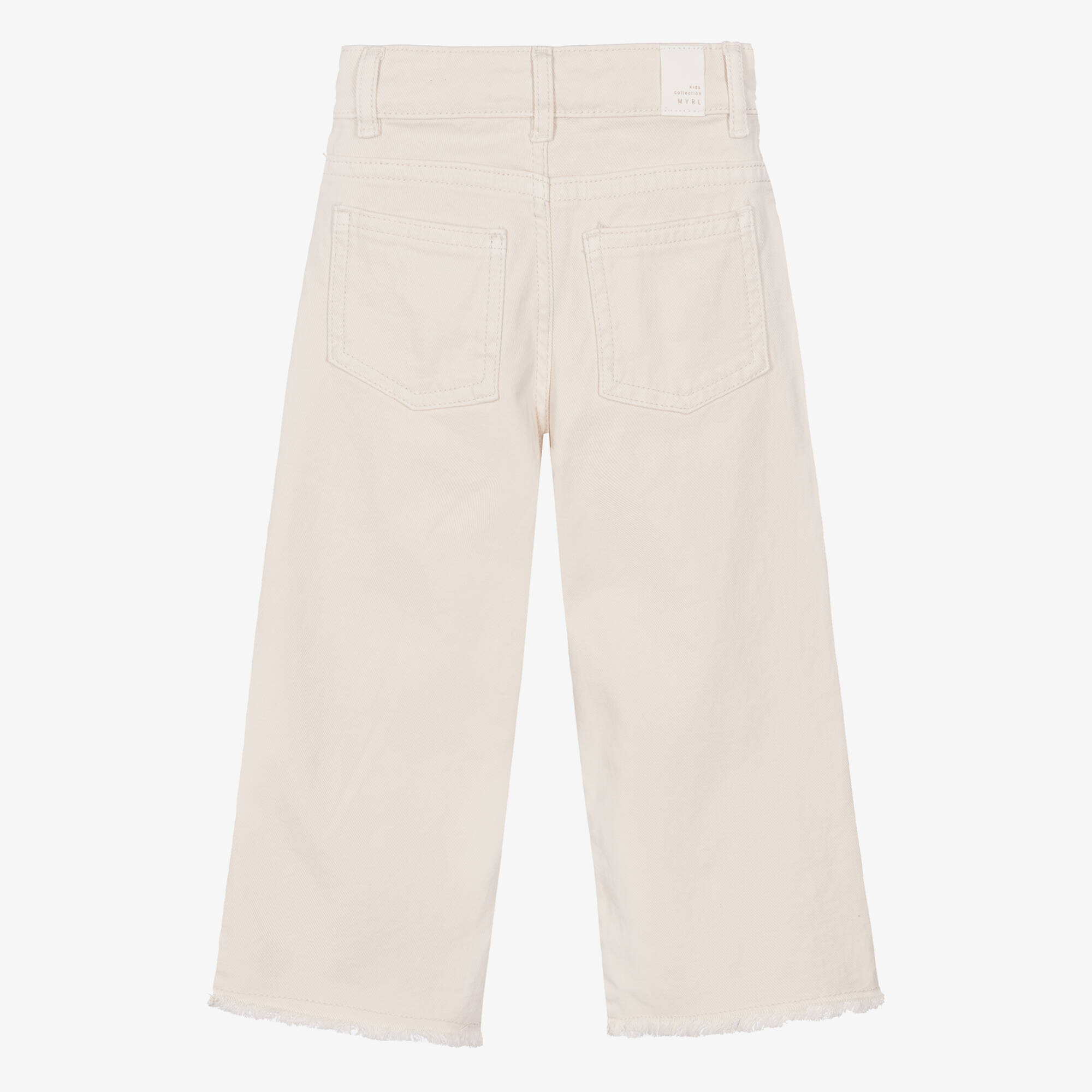 Mayoral - Girls Cream Denim Wide Leg Jeans | Childrensalon