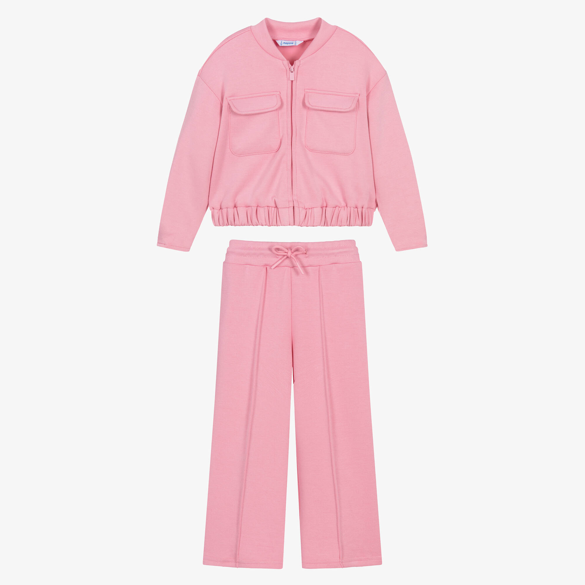 Mayoral - Girls Pink Piqué Tracksuit | Childrensalon
