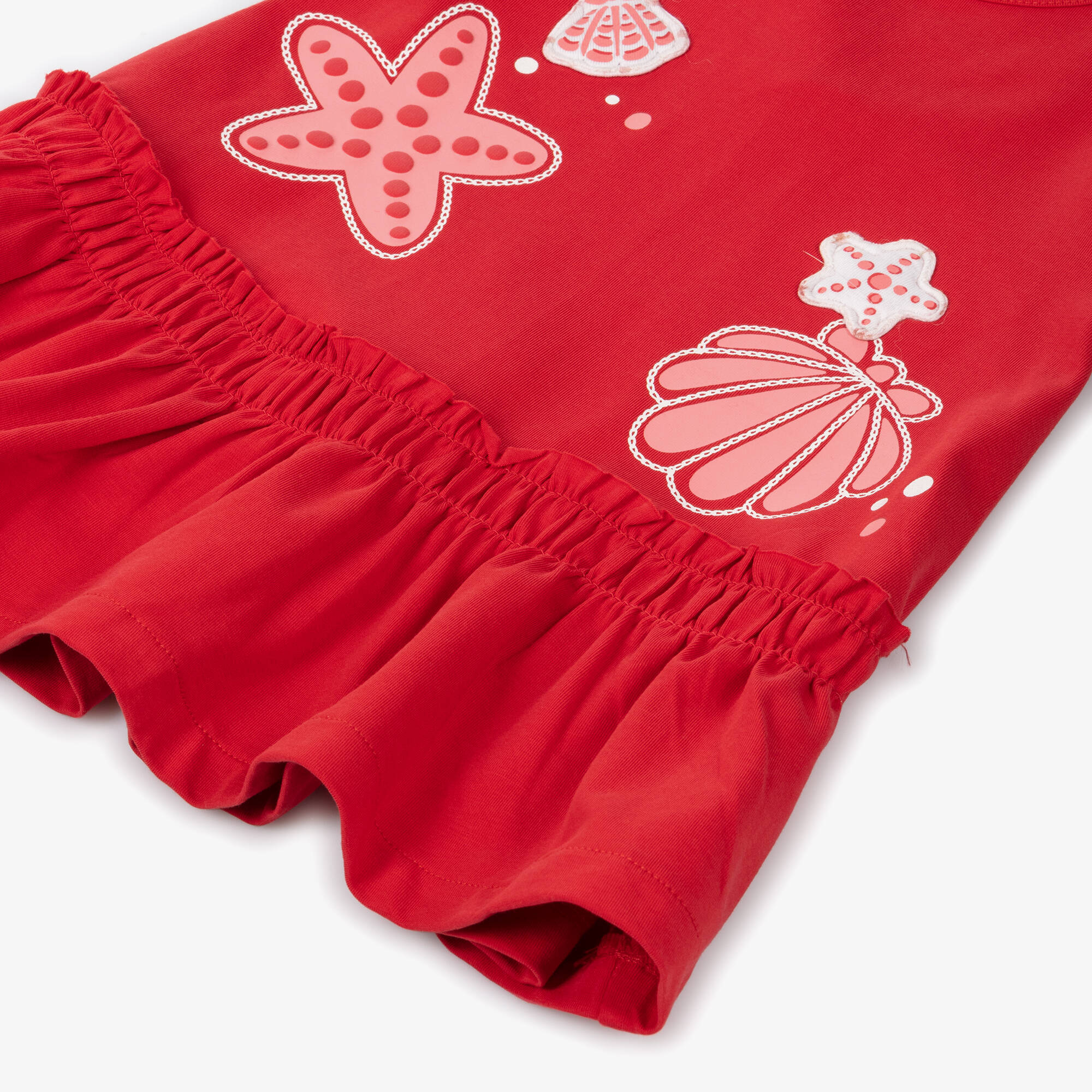 Mayoral - Girls Red Cotton Jersey Seashells & Starfish Dress ...
