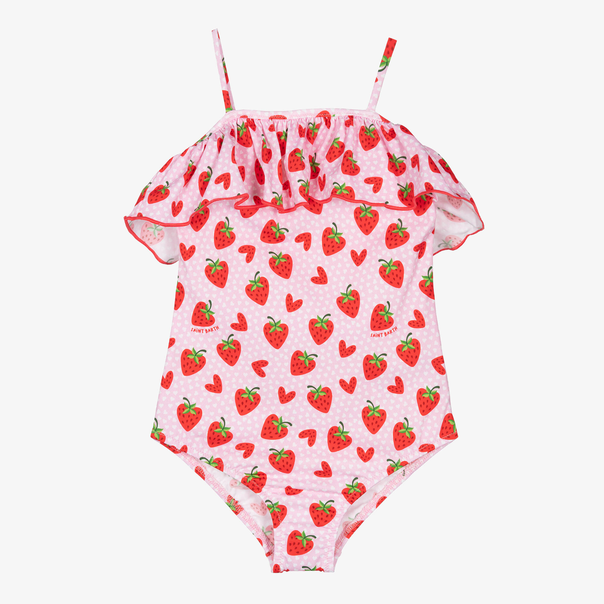 MC2 Saint Barth - Girls Pink & Red Strawberry Print Swimsuit ...