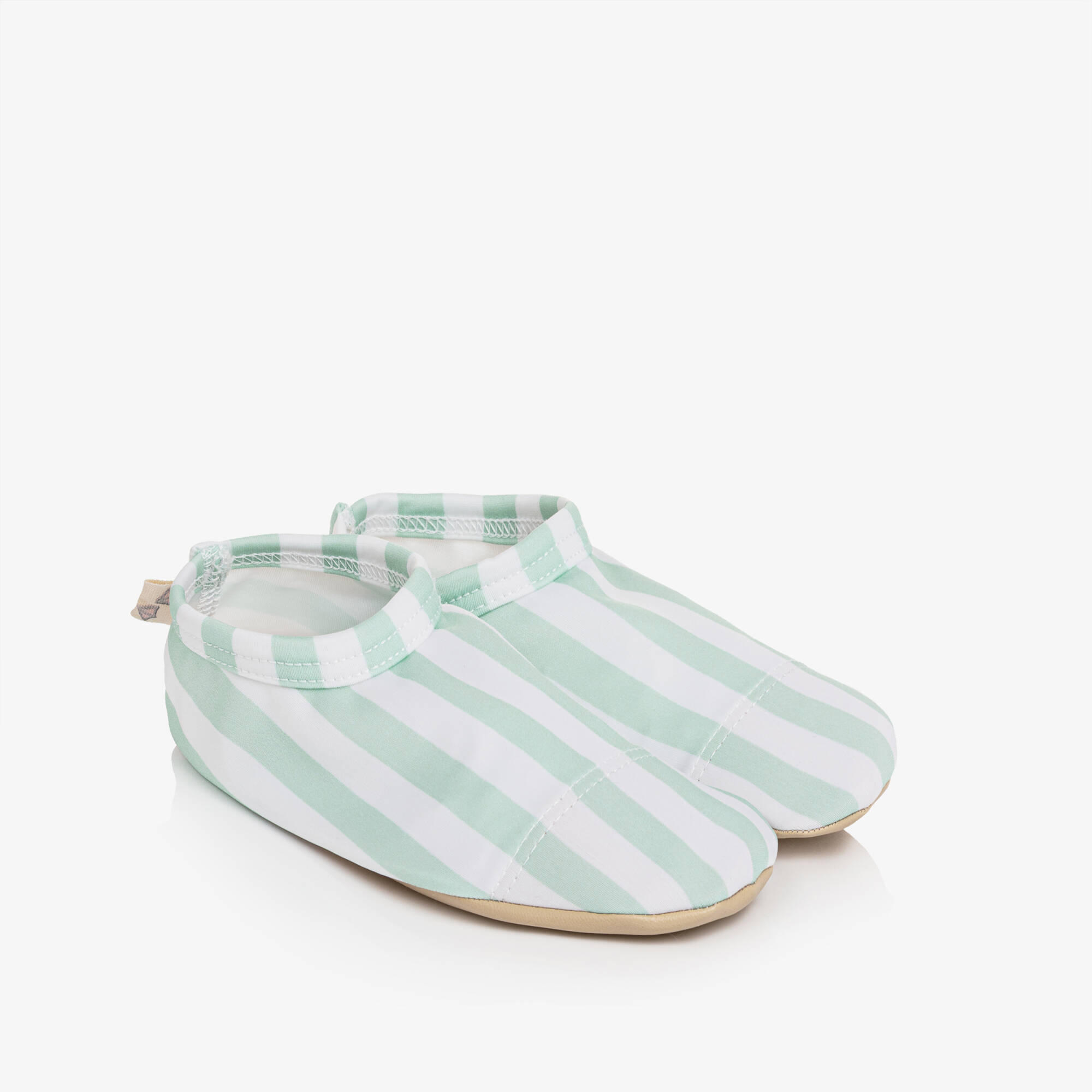 Meia Pata - Boys Green & White Striped Aqua Shoes (UPF50+) | Childrensalon