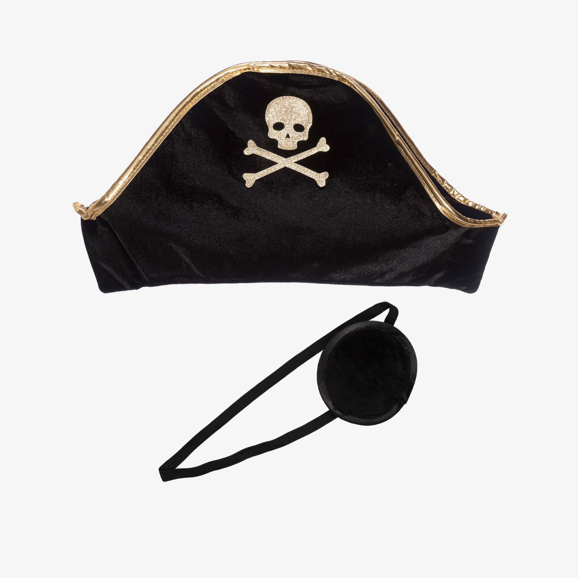 Mimi & Lula - Black Velvet Pirate Hat & Eye Patch Costume Set ...