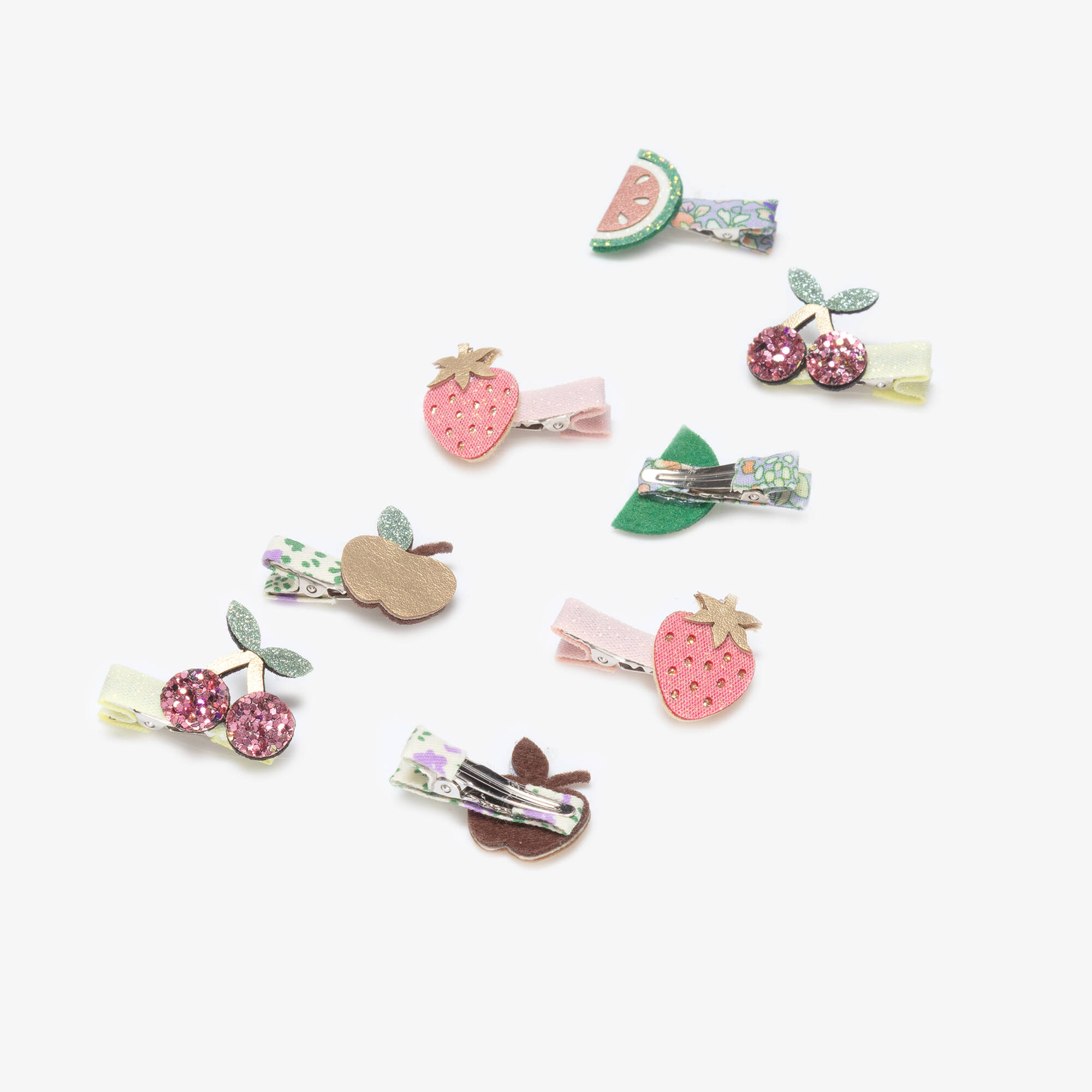 Mimi & Lula - Girls Glittery Fruit Mini Hair Clips (8 Pack) | Childrensalon