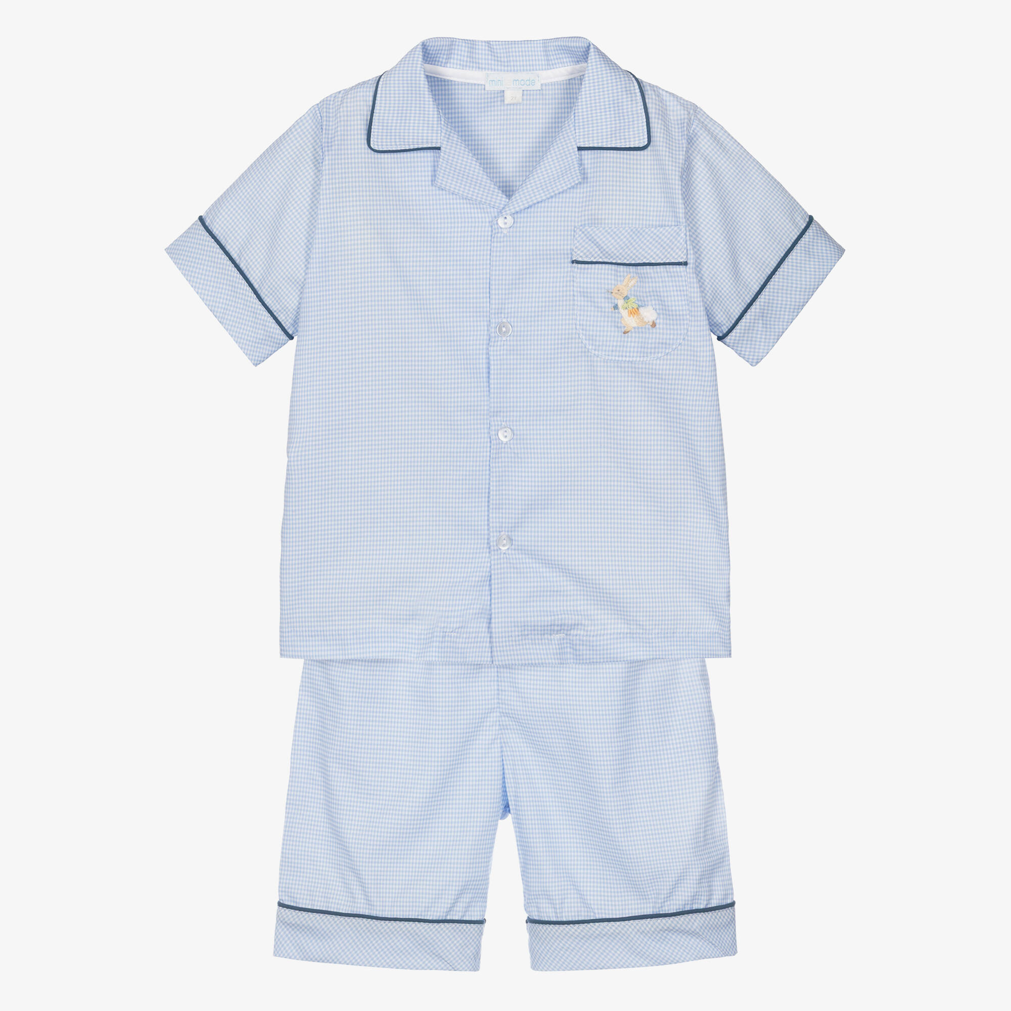 Mini-la-Mode - Boys Blue Gingham Pima Cotton Peter Rabbit Pyjamas ...