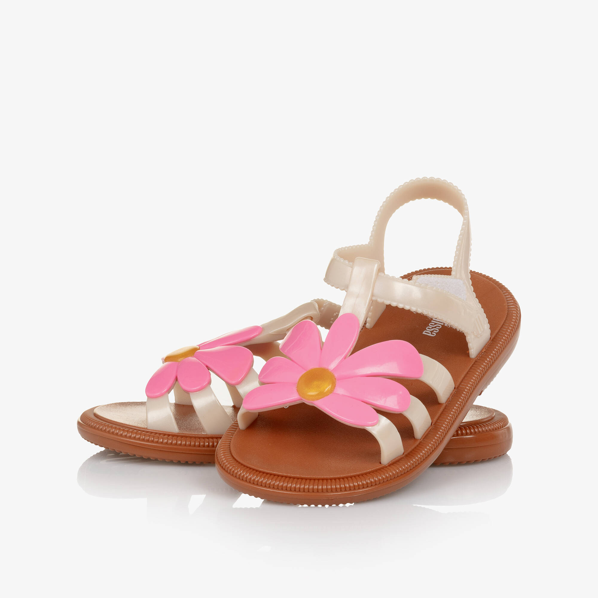 Mini Melissa - Girls Ivory & Pink Daisy Jelly Sandals | Childrensalon