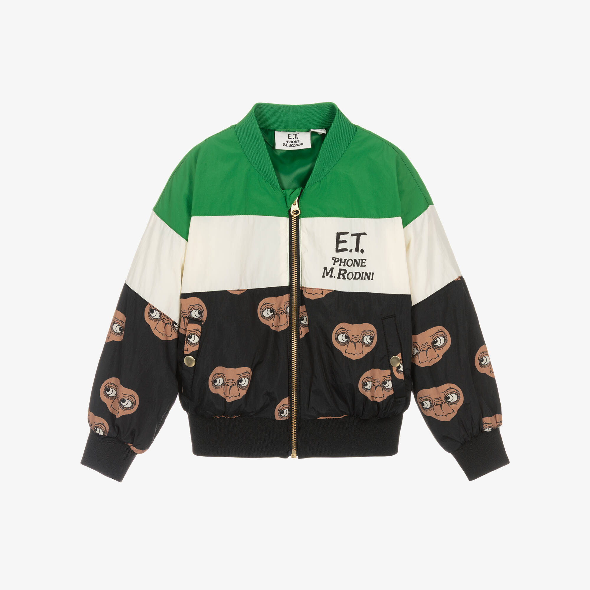 Mini Rodini - Green & Black Colourblock Bomber Jacket with E.T. Print ...