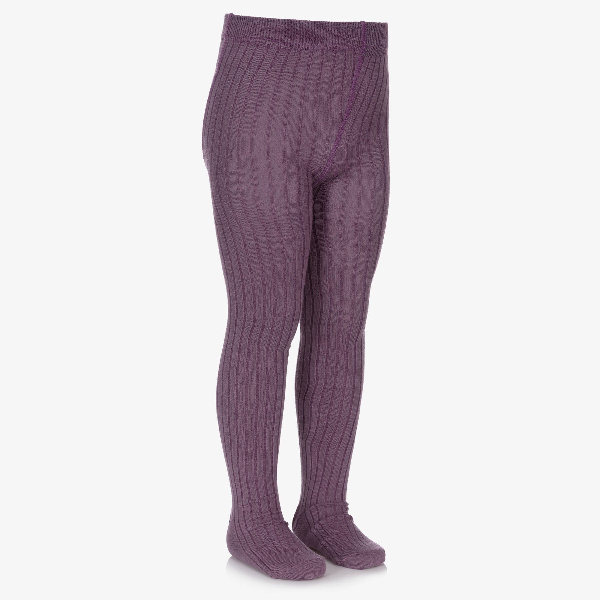 Minymo - Girls Pink & Purple Knitted Cotton Tights (2 Pack) | Childrensalon