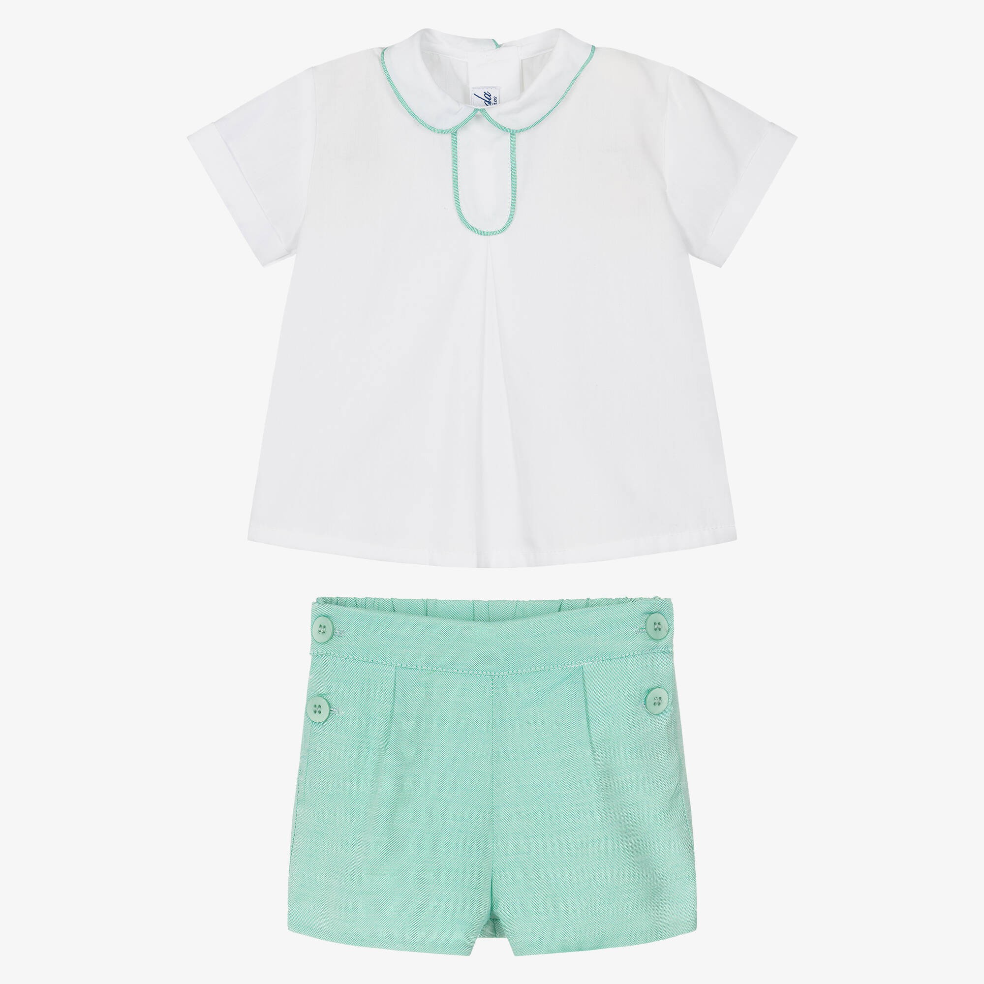 Miranda - Baby Boys White Short-Sleeved Shirt & Green Shorts Set ...