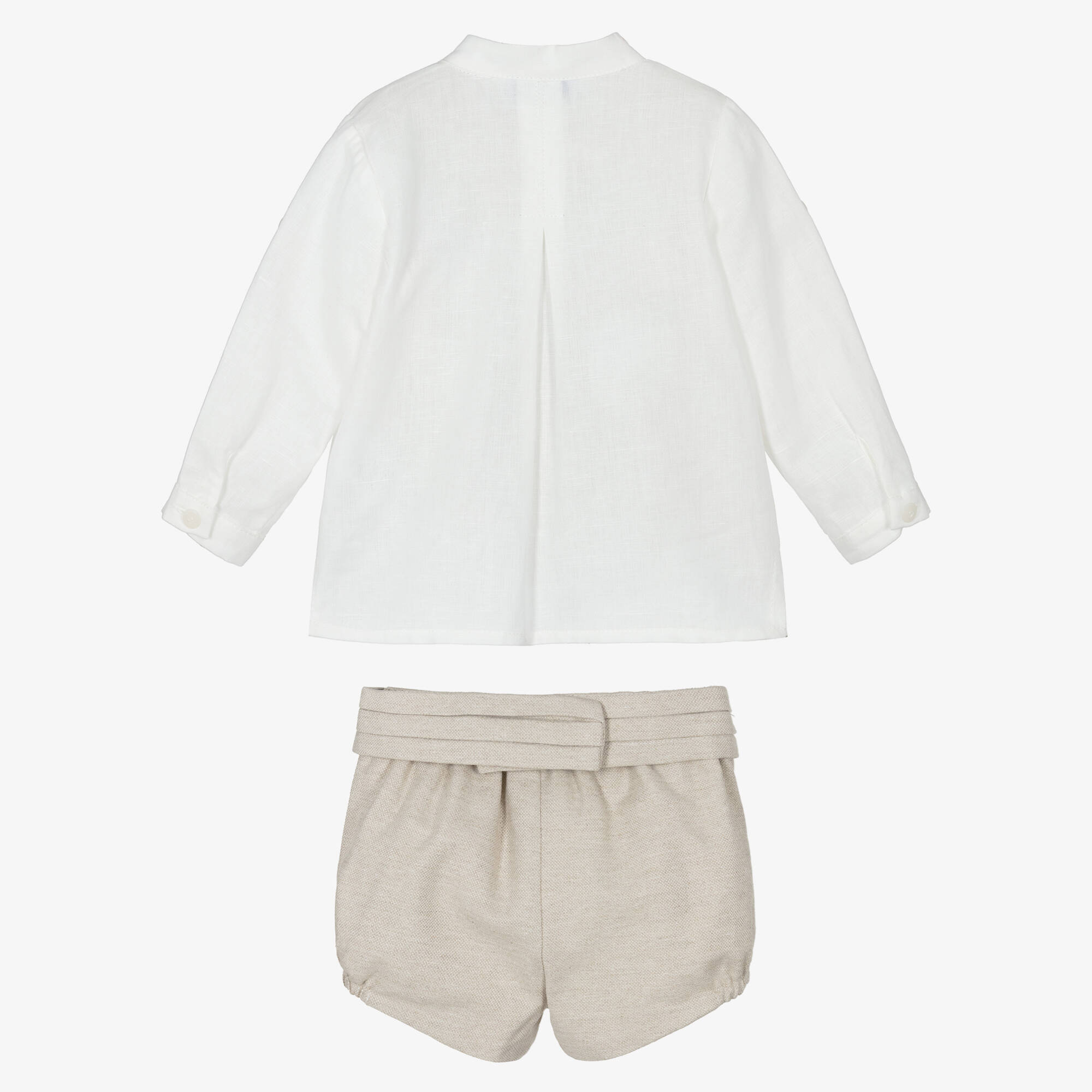 Miranda - Boys Ivory Shirt & Beige Shorts Set | Childrensalon