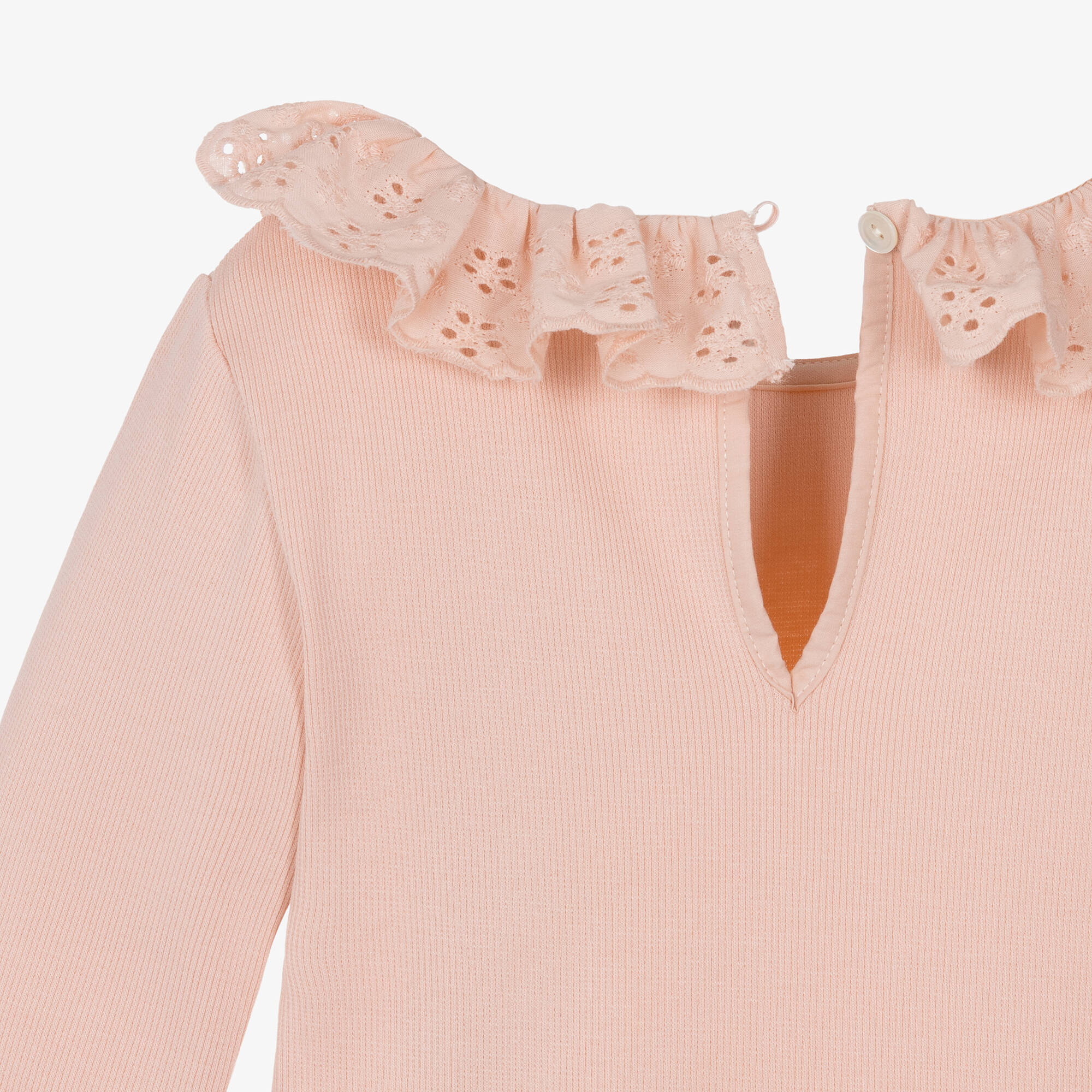 Molo - Girls Blush Pink Organic Cotton Dress with Broderie Ruffle ...