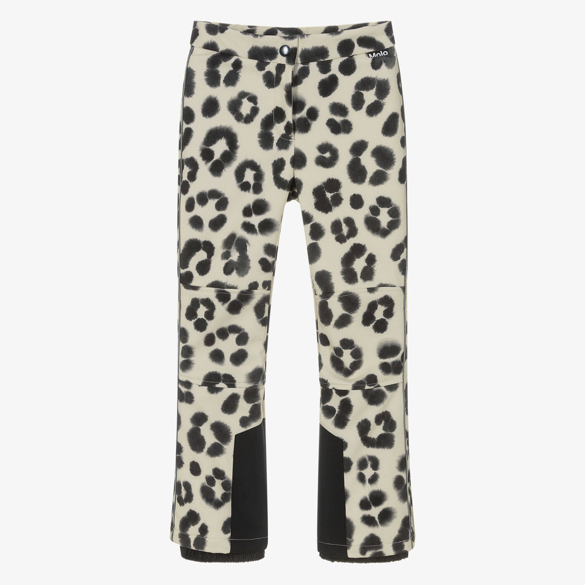 Molo - Girls Ivory Snow Leopard Print Ski Trousers | Childrensalon