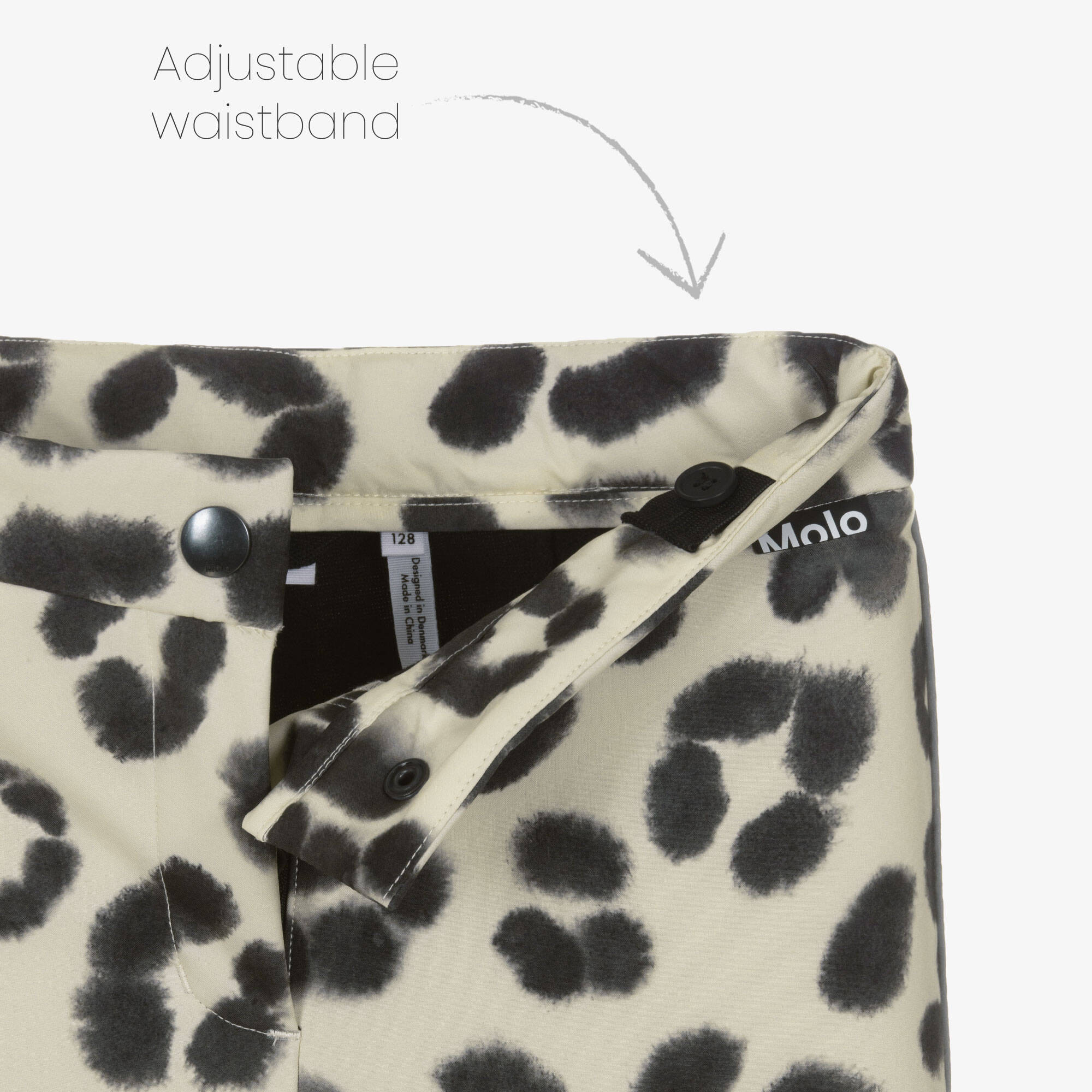 Molo - Girls Ivory Snow Leopard Print Ski Trousers | Childrensalon